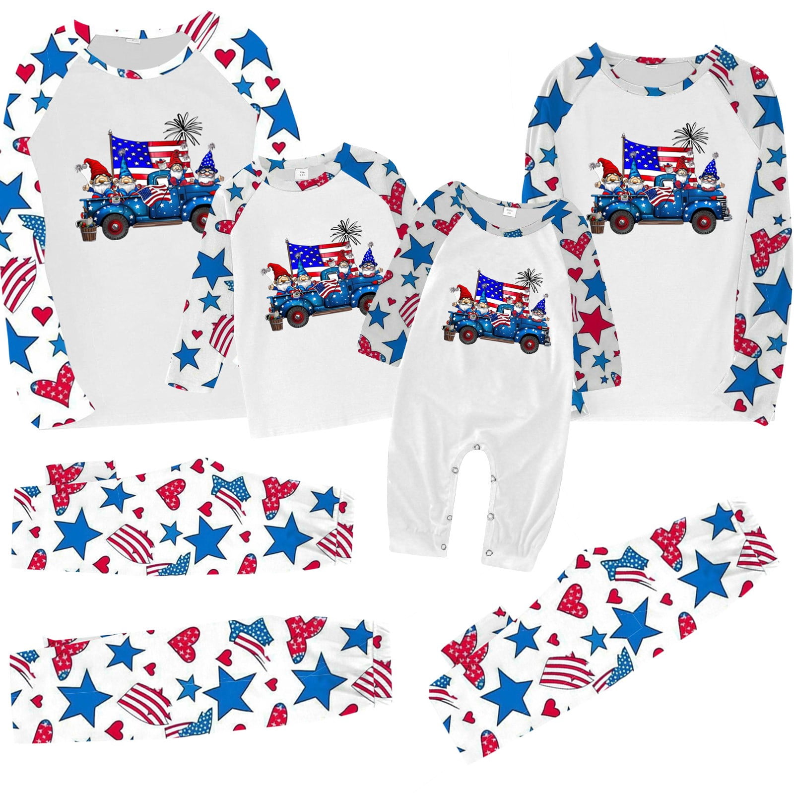 bbyeadc 4th of July Matching Pajamas for Women Loose Patriotic American ...
