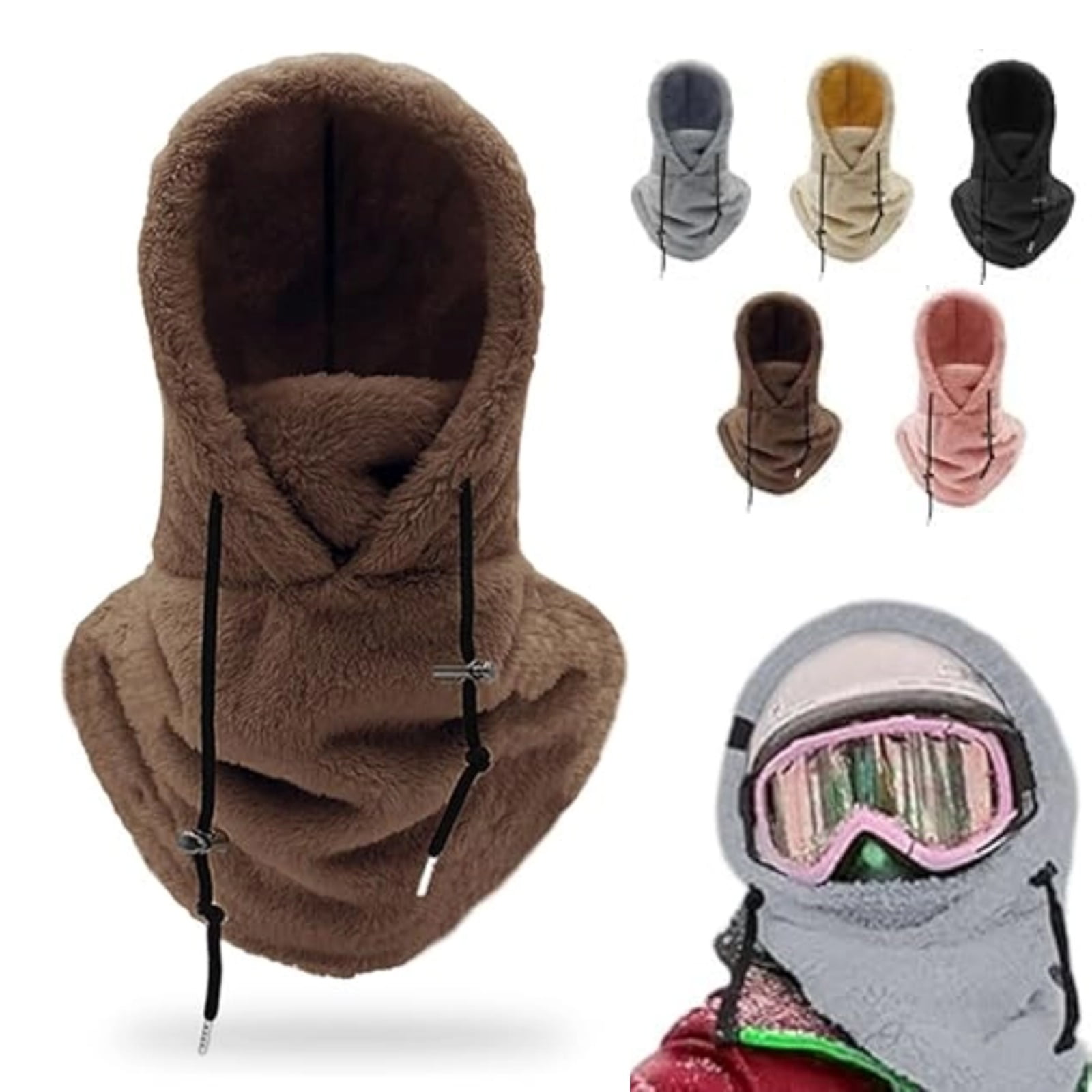 bbyeadc 6" Sherpa Hood Ski Mask for Men Windproof Balaclava Face Mask ...