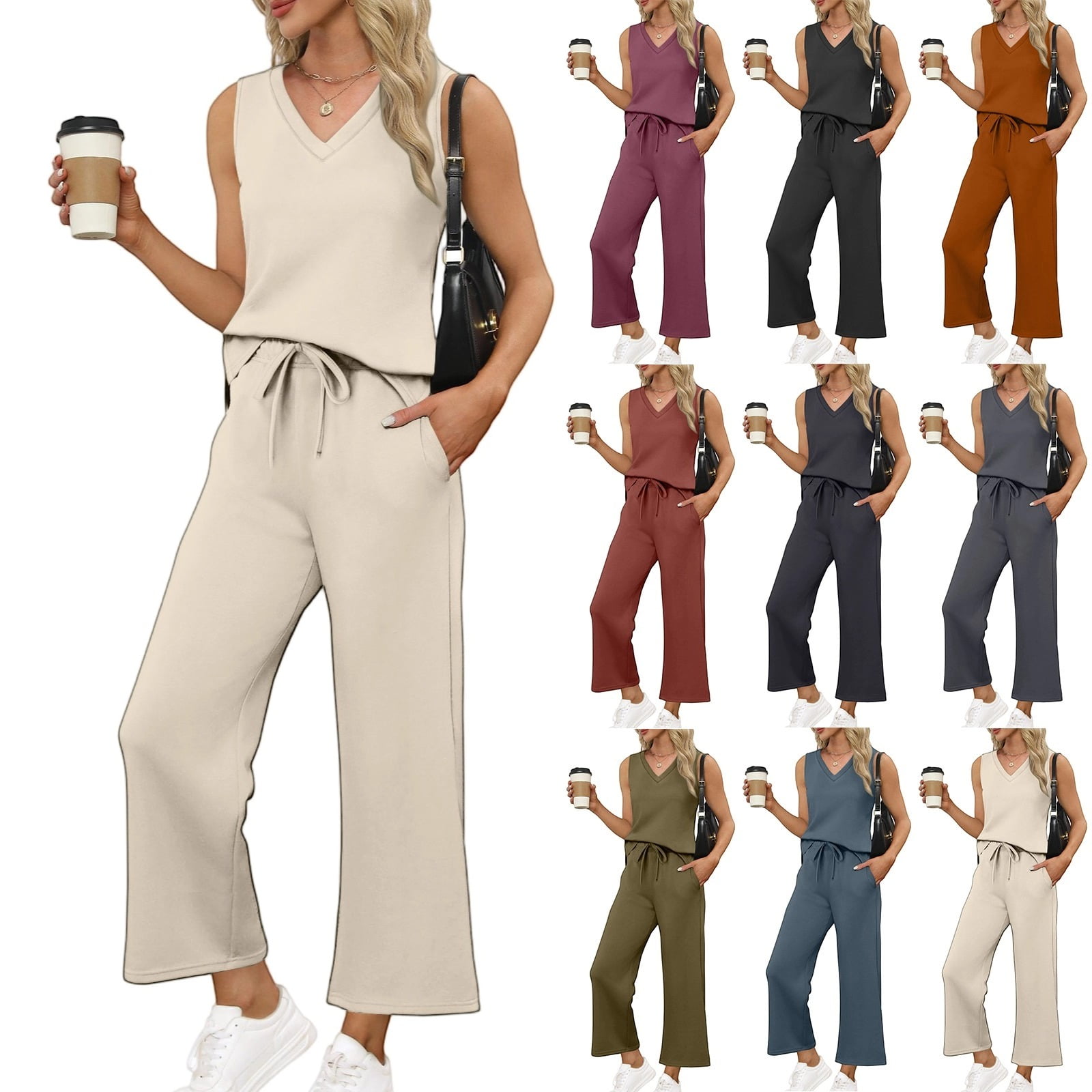 bbyeadc Beach Vacation Clothes for Women V Neck Sleeveless Lounge ...
