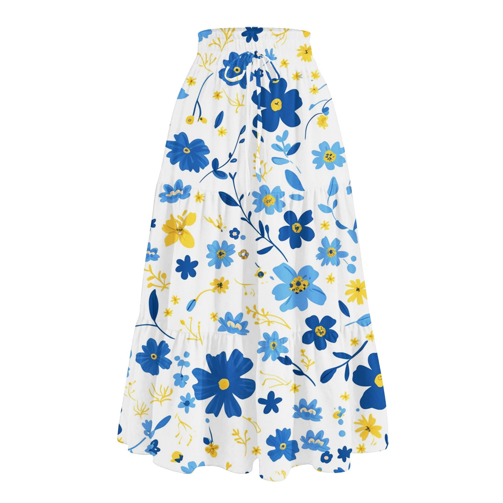 bbyeadc Blue Long Skirts for Women Spring Tiered Elastic High-Waist ...
