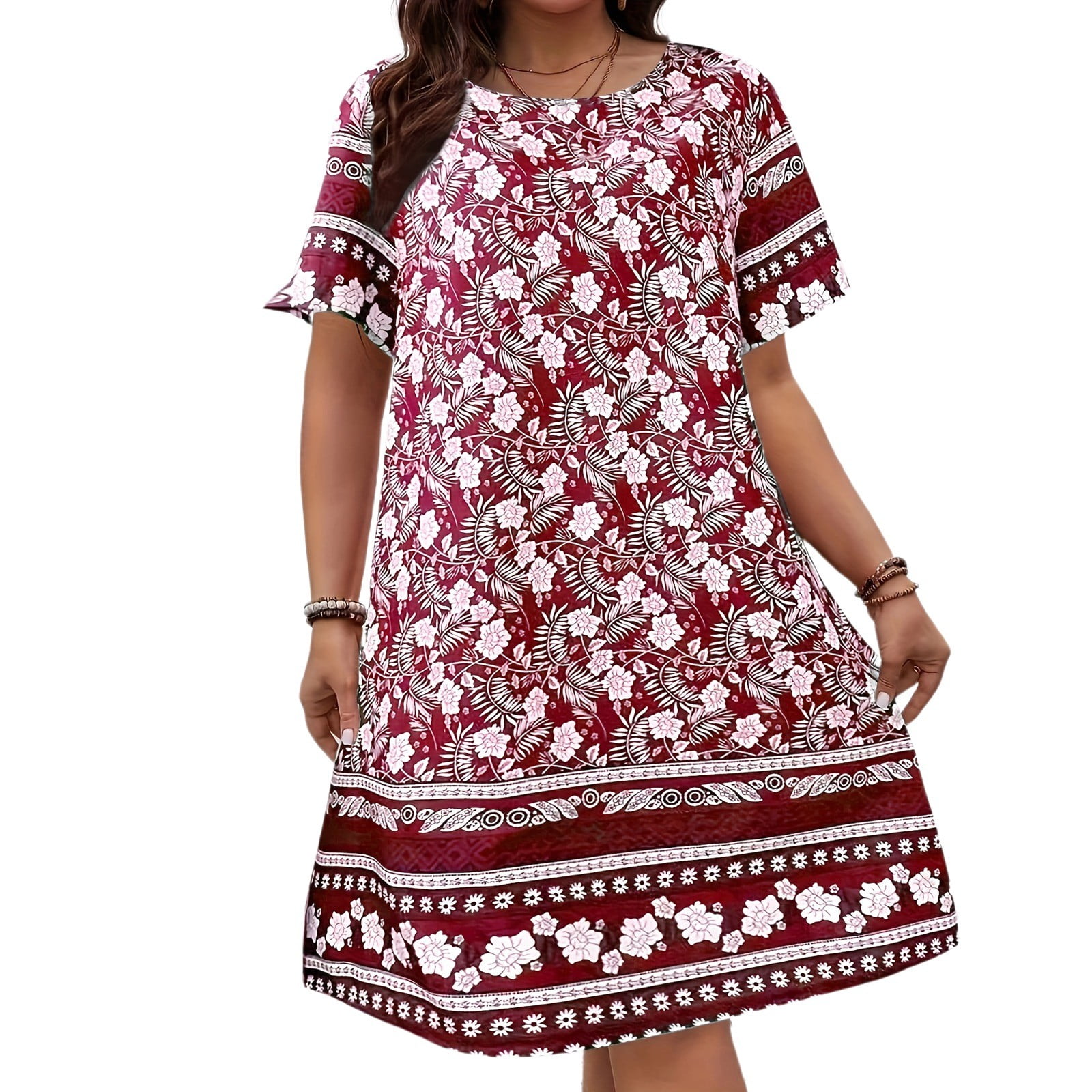 bbyeadc Boho Dresses for Women 2025 Casual Comfy Oversized Dress Retro ...