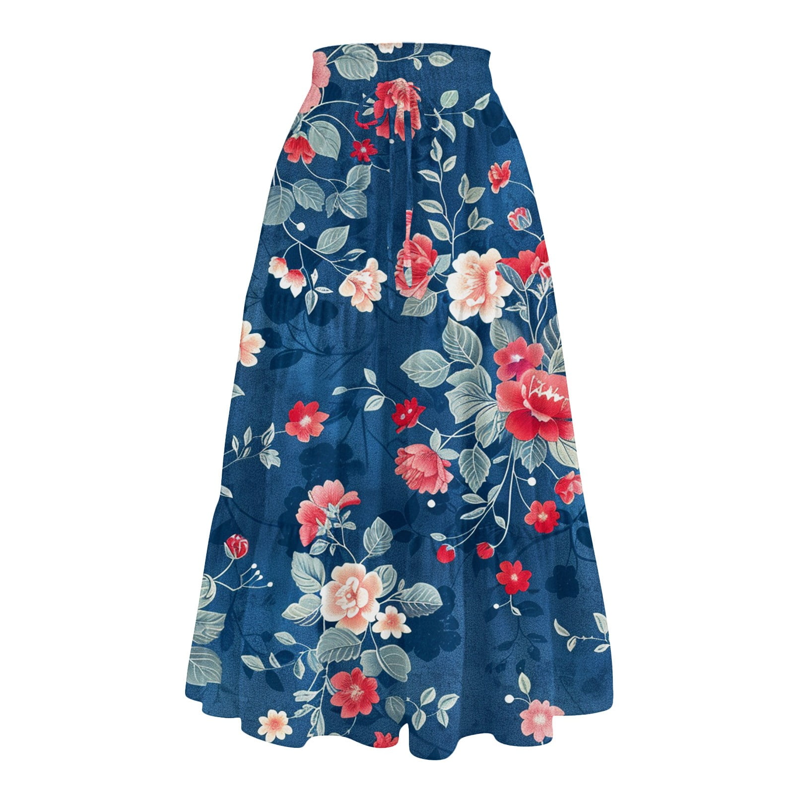 bbyeadc Boho Skirts for Women Tiered Elastic High Waisted Floral Maxi ...