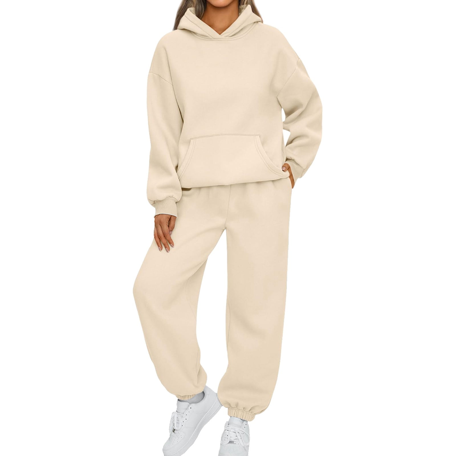 bbyeadc Brown 2 Piece Hoodies Tracksuit for Teen Girls Oversized Casual ...