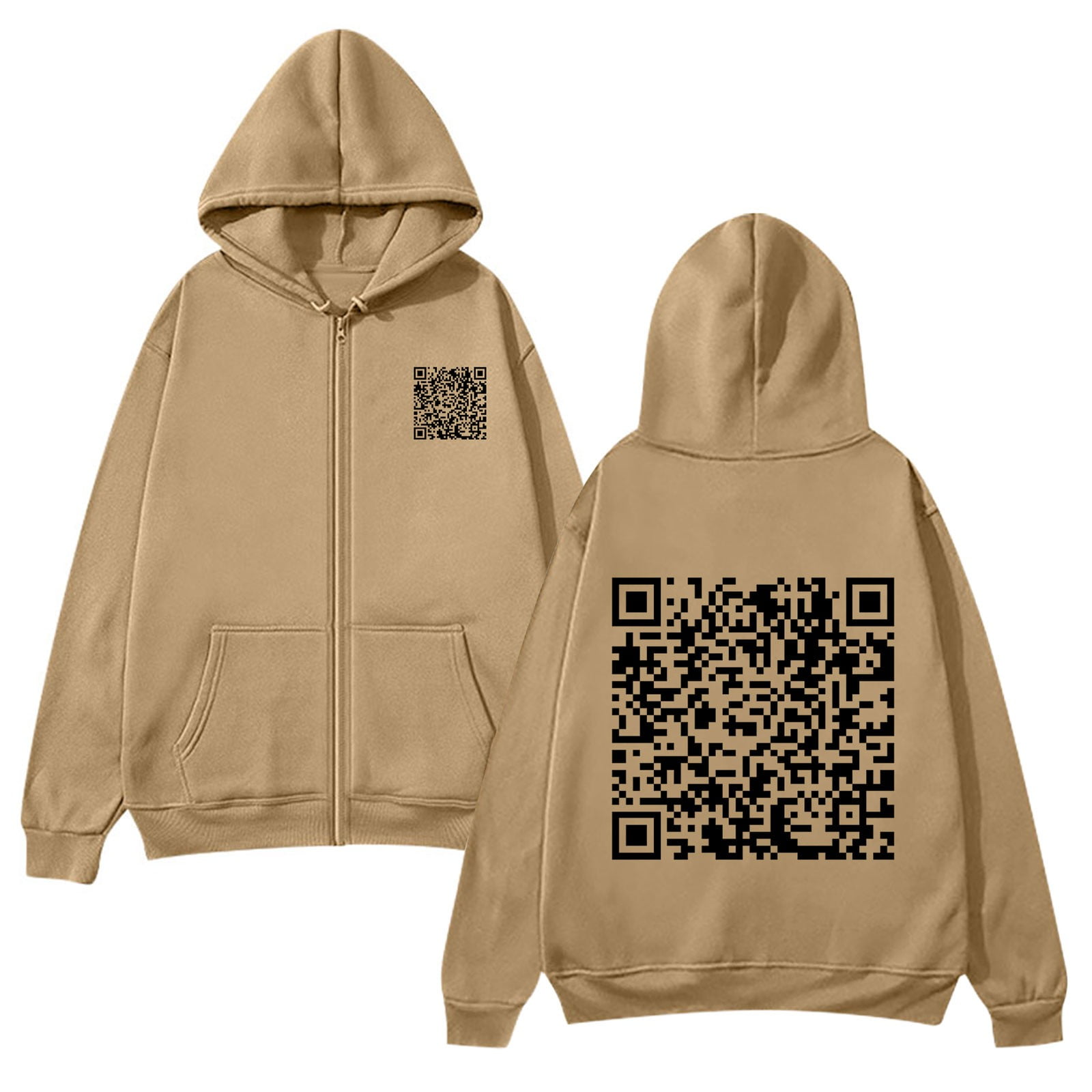 bbyeadc Men's Funny FU QR Code Hoodies Zipper Christmas Funny Fu Qr ...