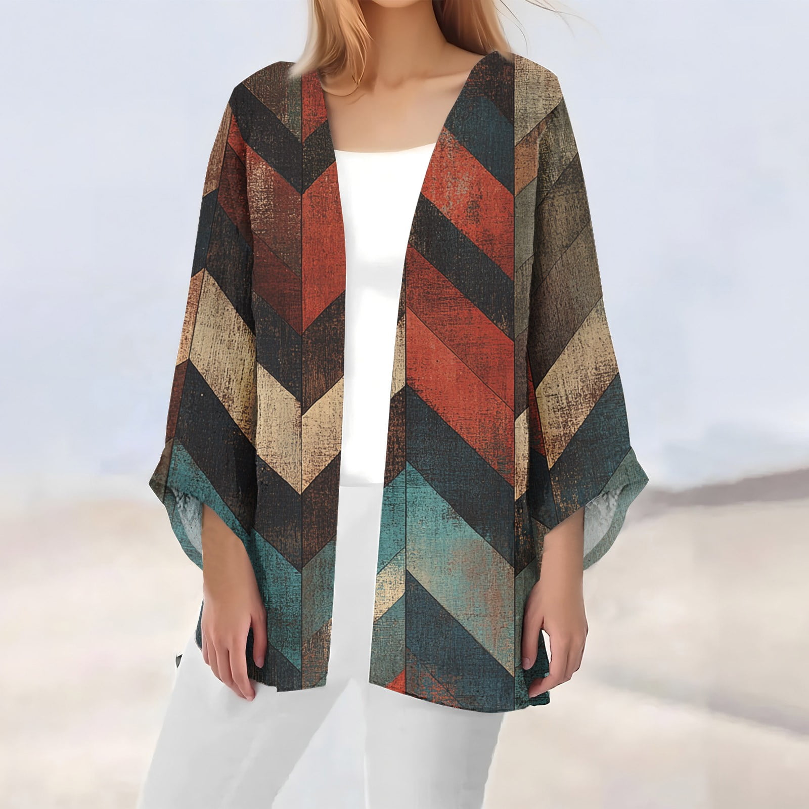 bbyeadc Cardigans for Women Plus Sizes for Summer 3/4 Sleeve Kimono ...