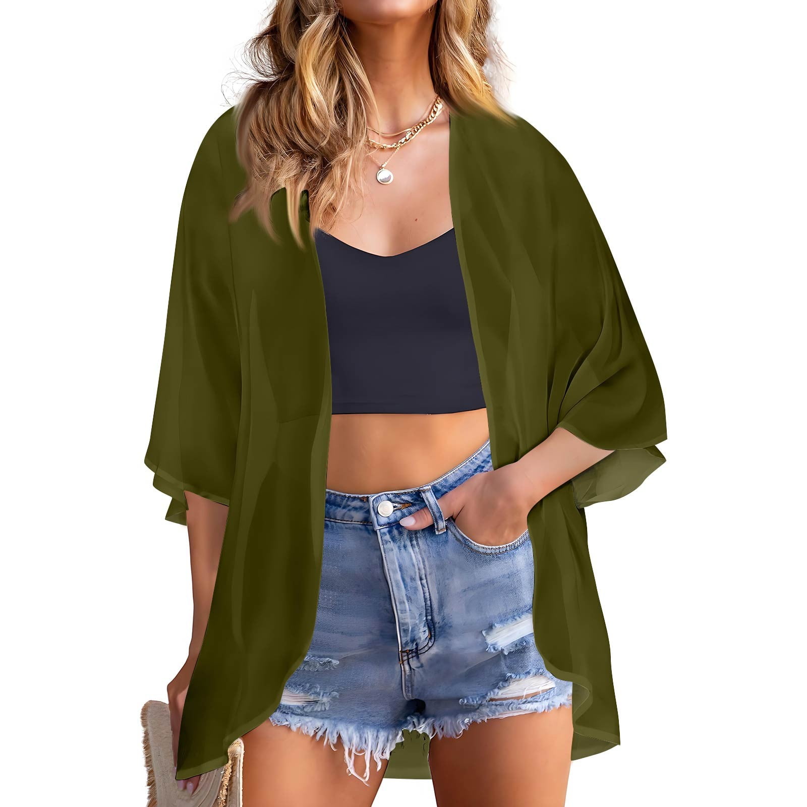 bbyeadc Dusters for Women 3/4 Sleeve Chiffon Cardigan Sweaters for ...