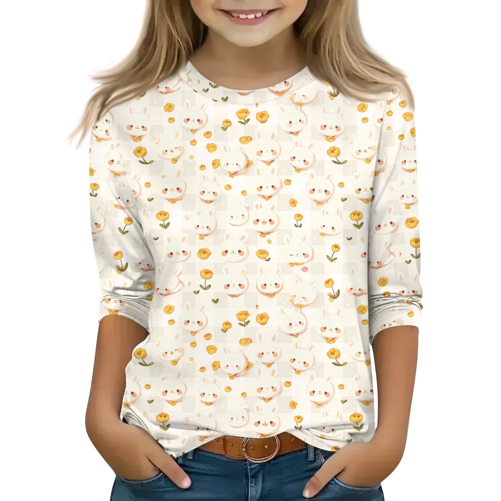bbyeadc Easter 3/4 Long Sleeve Shirts for Girls Happy Easter Easter Egg ...