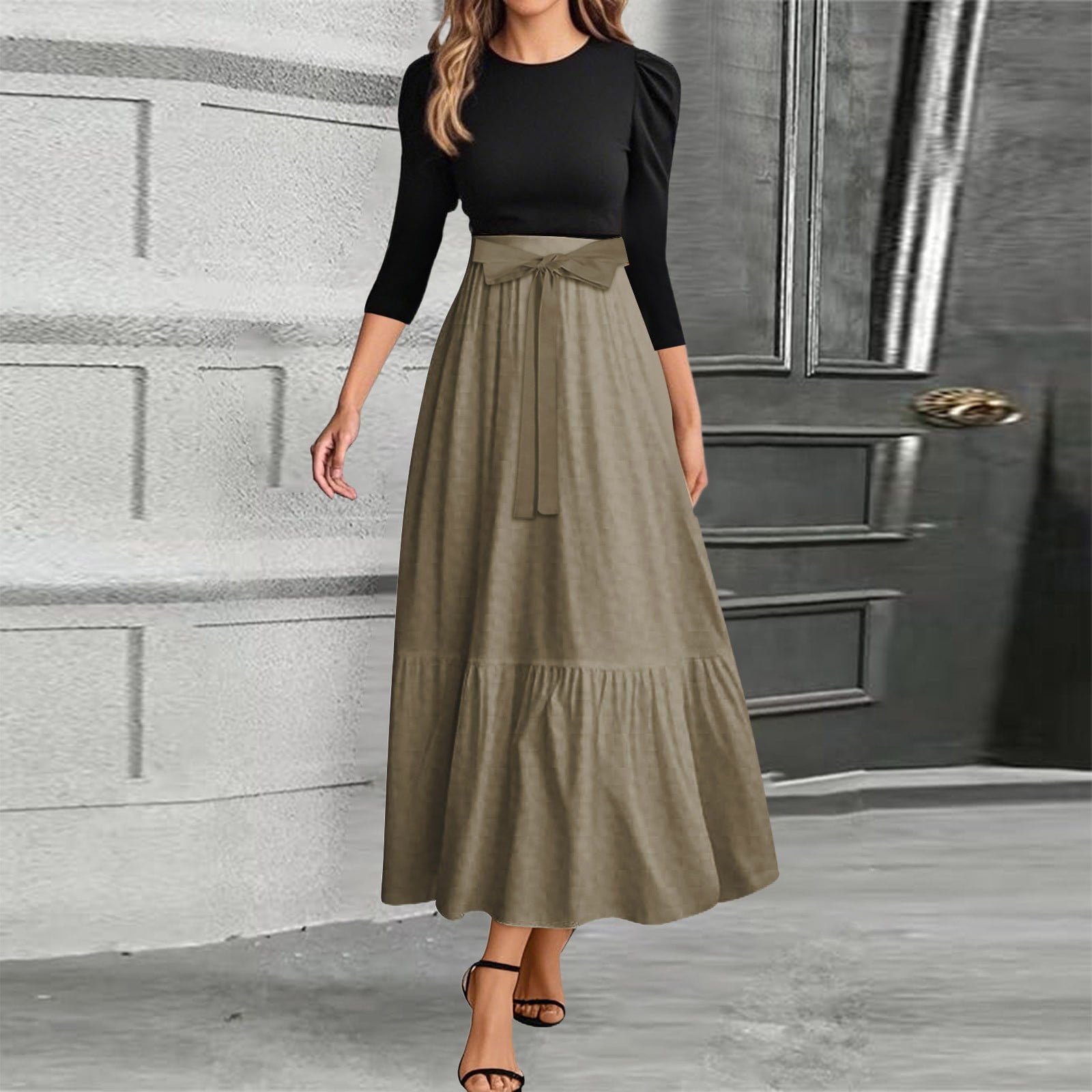 bbyeadc Floral Maxi Dresss for Women Tiered Ruffle High-Waist Maxi ...