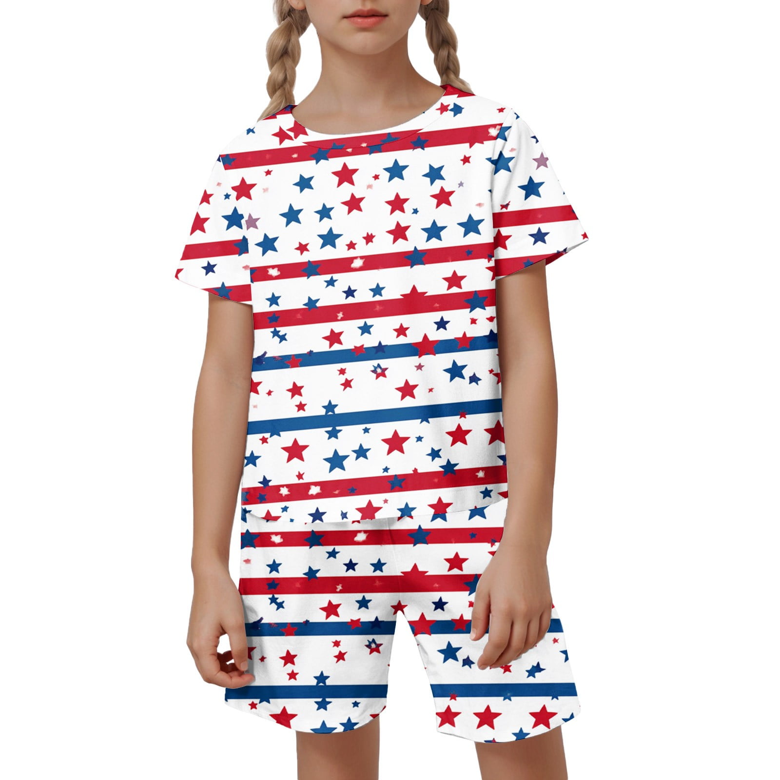 bbyeadc Fourth Of July Pajama Sets for Girls Loose Patriotic Red White ...