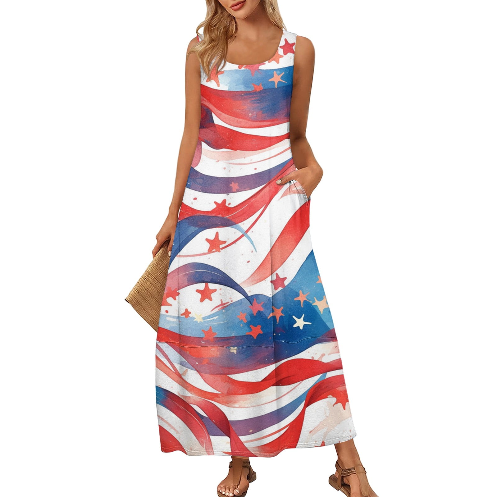 bbyeadc Fourth Of July Sundresseses for Women Patriotic Sleeveless 4th ...