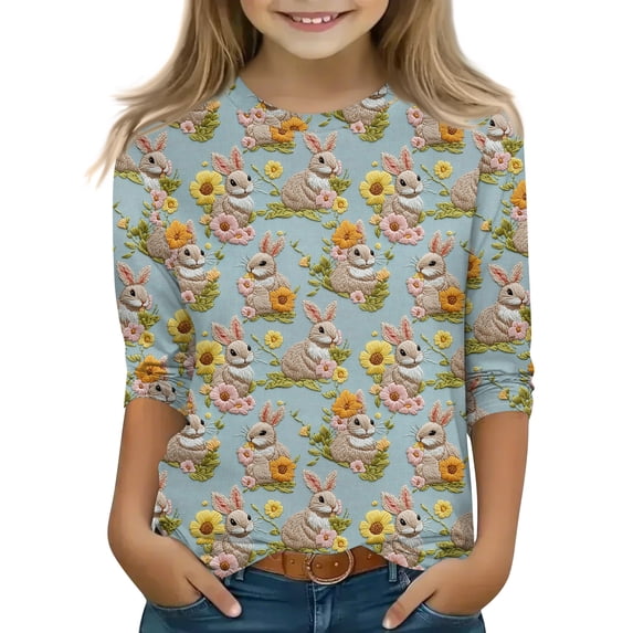 bbyeadc Girls Easter Shirt Happy Easter Long Sleeve Top Cute Easter Egg ...