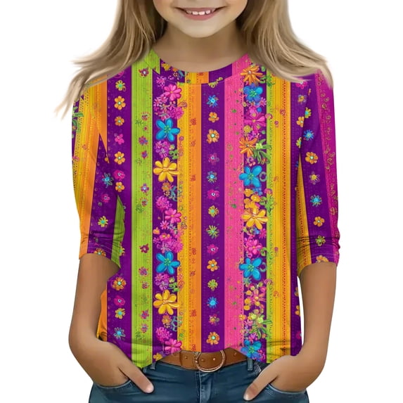 bbyeadc Girls Mardi Gras Shirt Happy Carnival 3/4 Long Sleeve Tee Cute ...