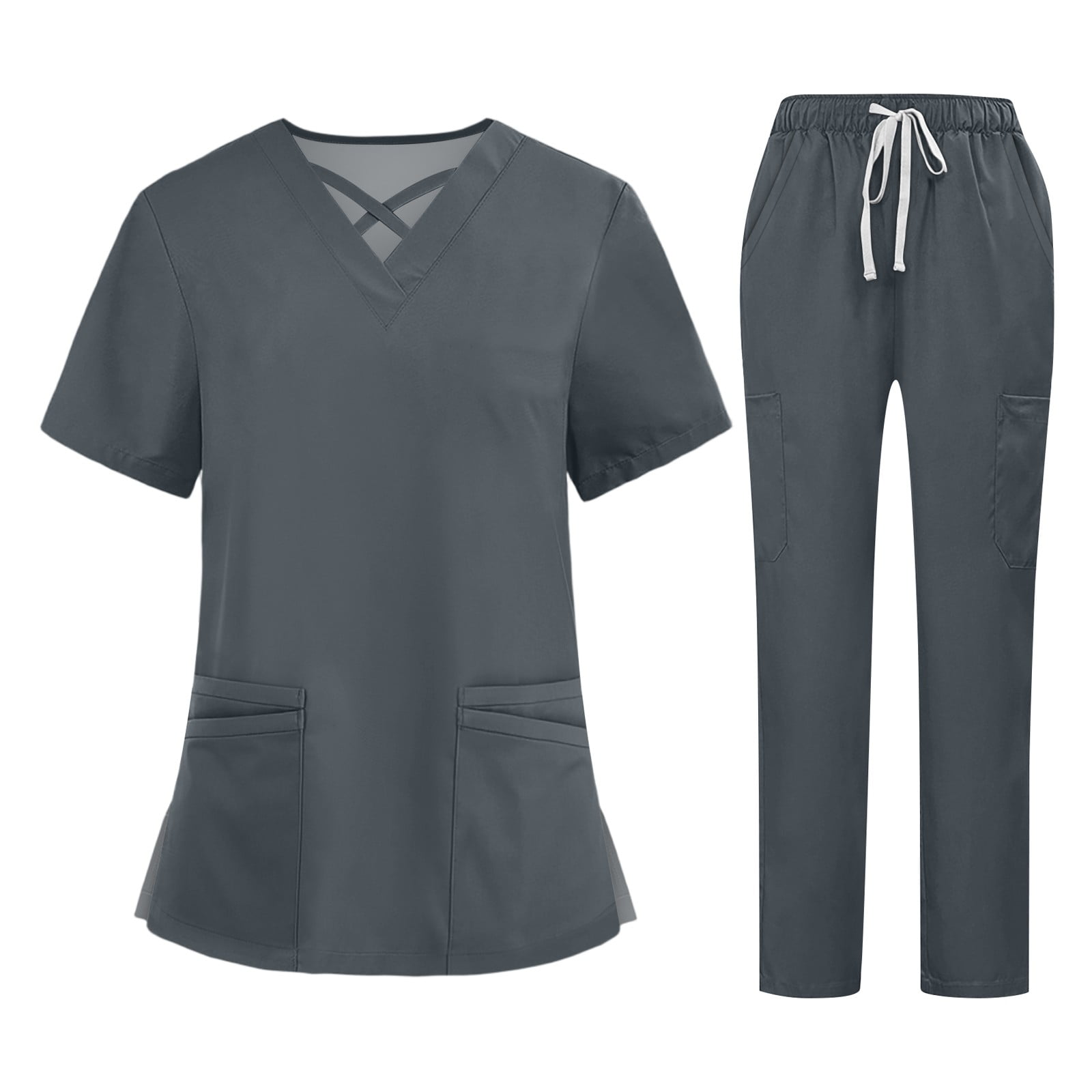 bbyeadc Gray Scrubs for Women Set Clearance Plus Size Medical Uniforms ...