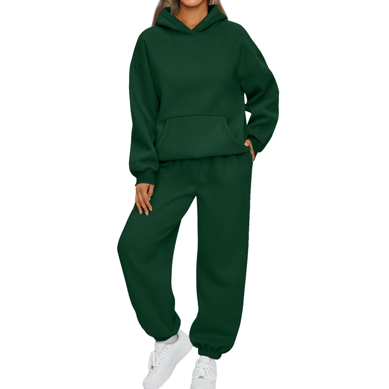 bbyeadc Gray Women's 2 Piece Set Oversized Casual Lounge Hoodies ...