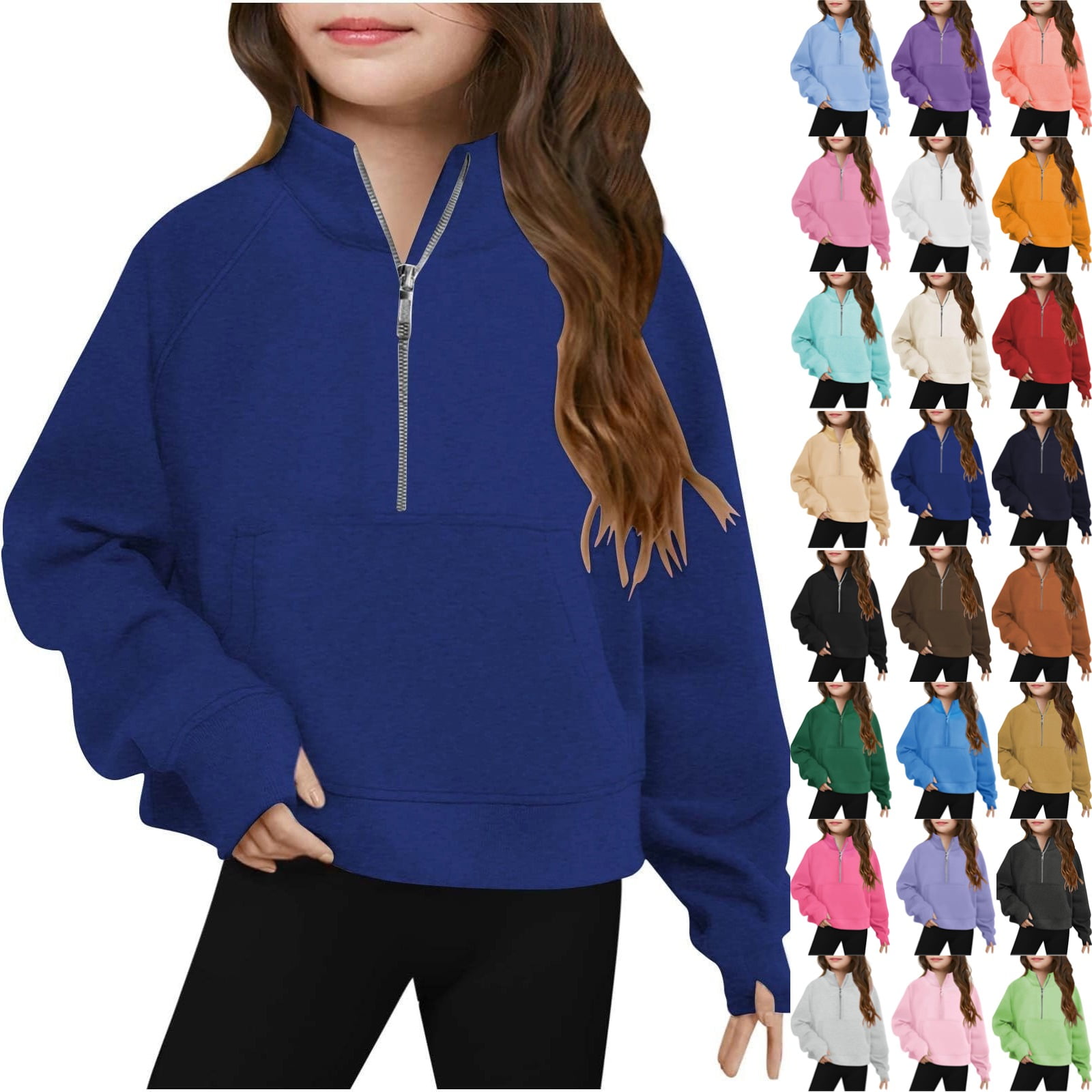 bbyeadc Half Zip Sweatshirt Pullover Girls 8-9Y Long Sleeve Cute ...