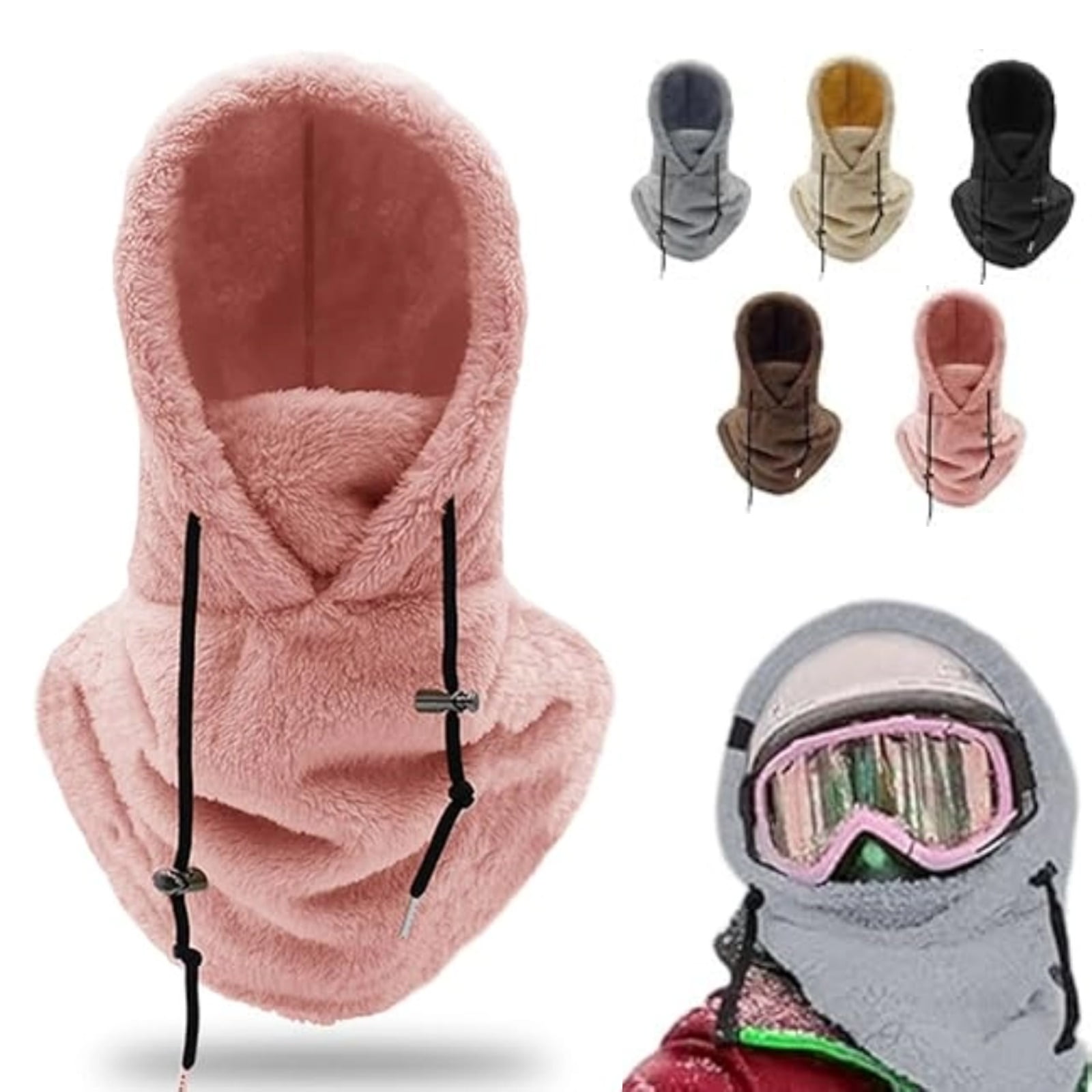 bbyeadc Hood Ski Masks for Men, Winter Wind-Resistant Face Masks ...