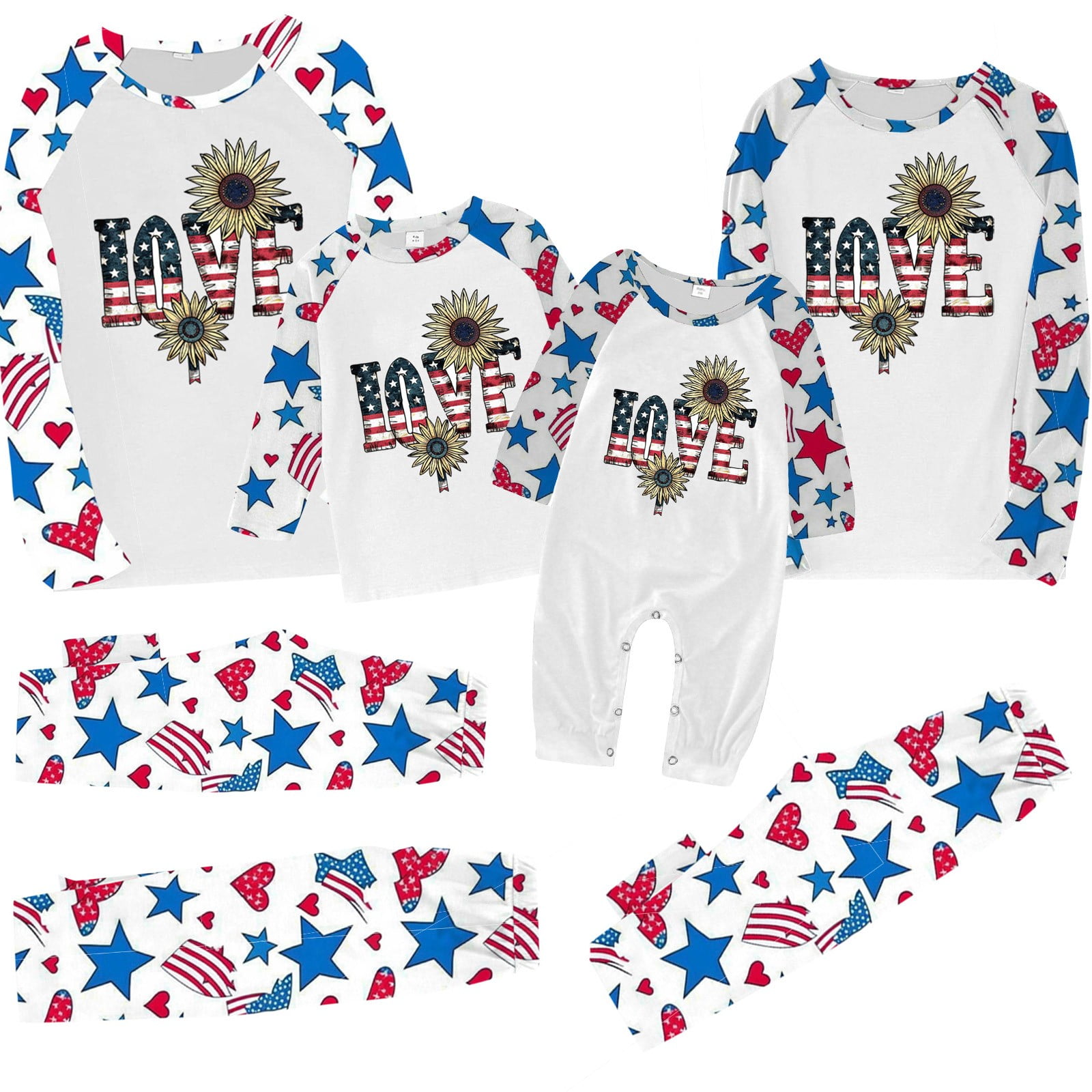 bbyeadc Independence Day Matching Pajamas for Women Loose Patriotic Red ...
