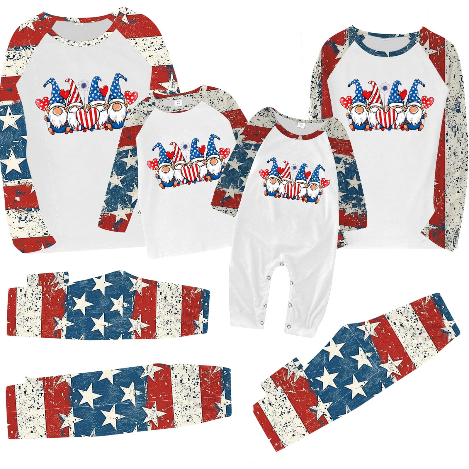 bbyeadc Independence Day Matching Pajamas for Women Loose Patriotic Red ...