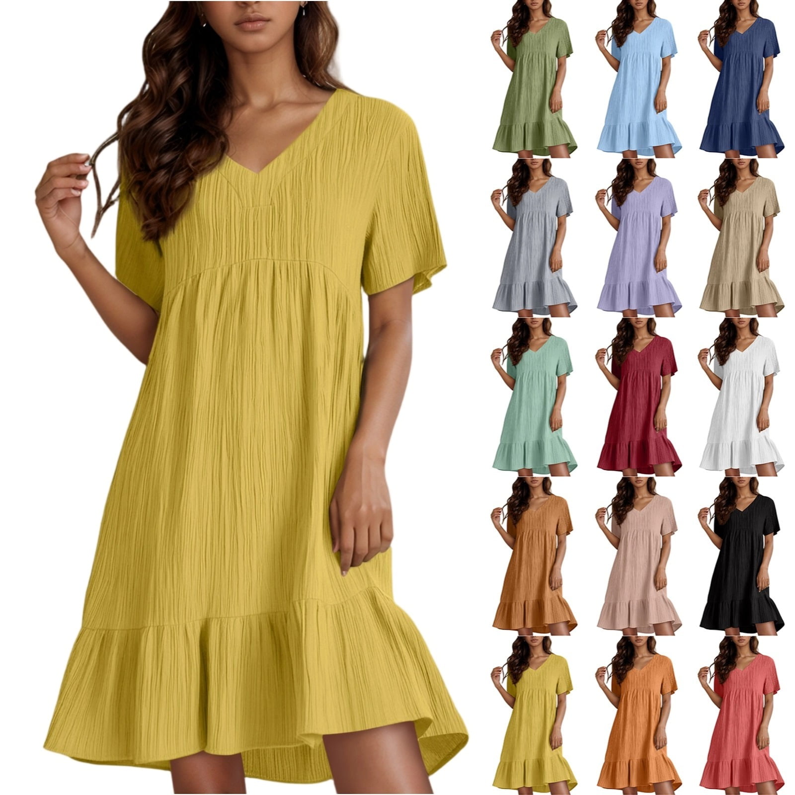 bbyeadc Layered Dress for Women Casual Ruffle Tiered Layered a Line ...