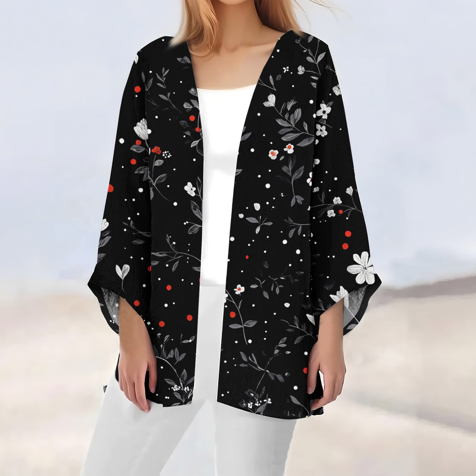 bbyeadc Lightweight Cardigans for Women 3/4 Sleeve Cardigan Women Open ...