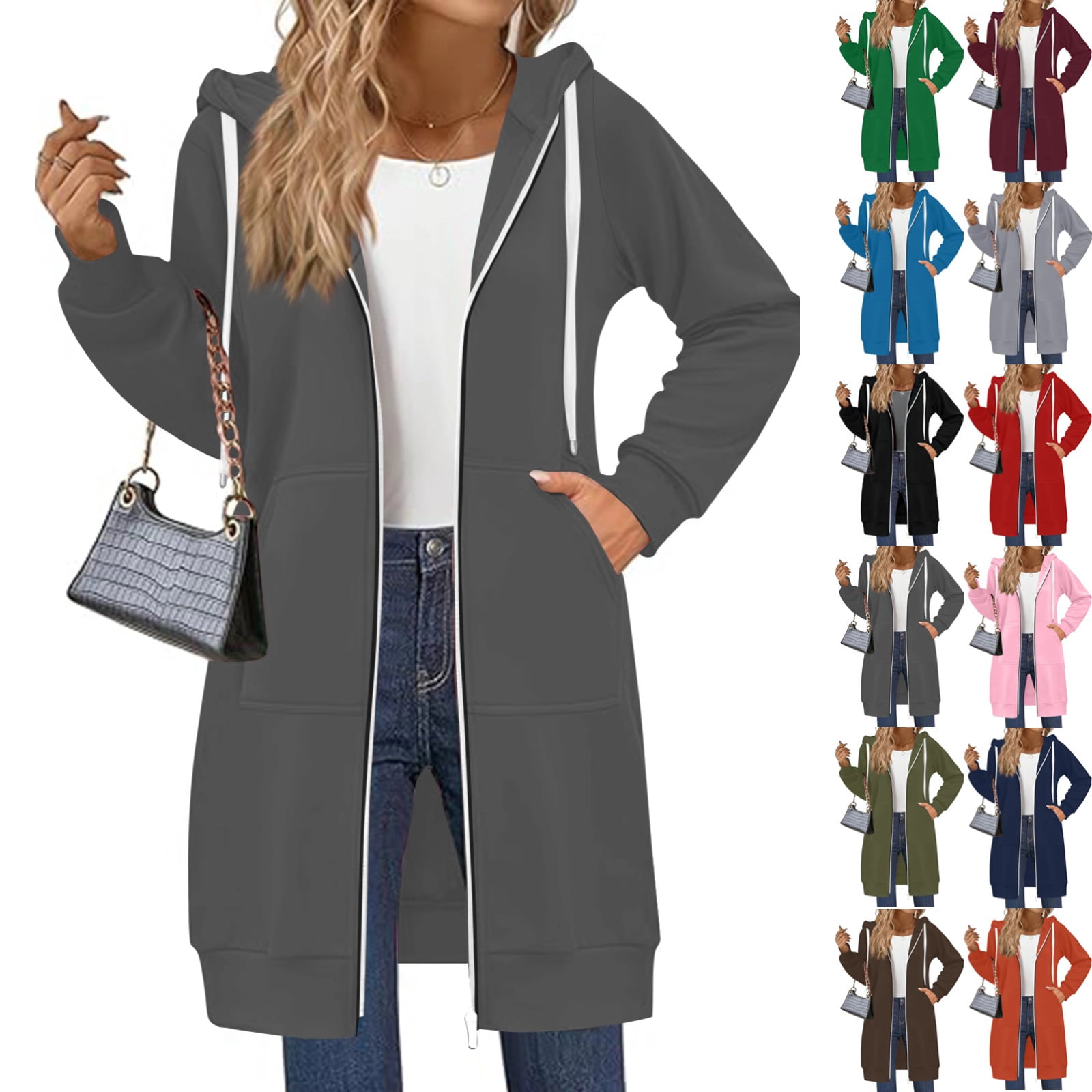 bbyeadc Long Hoodies for Women Oversized Long Jackets Casual ...