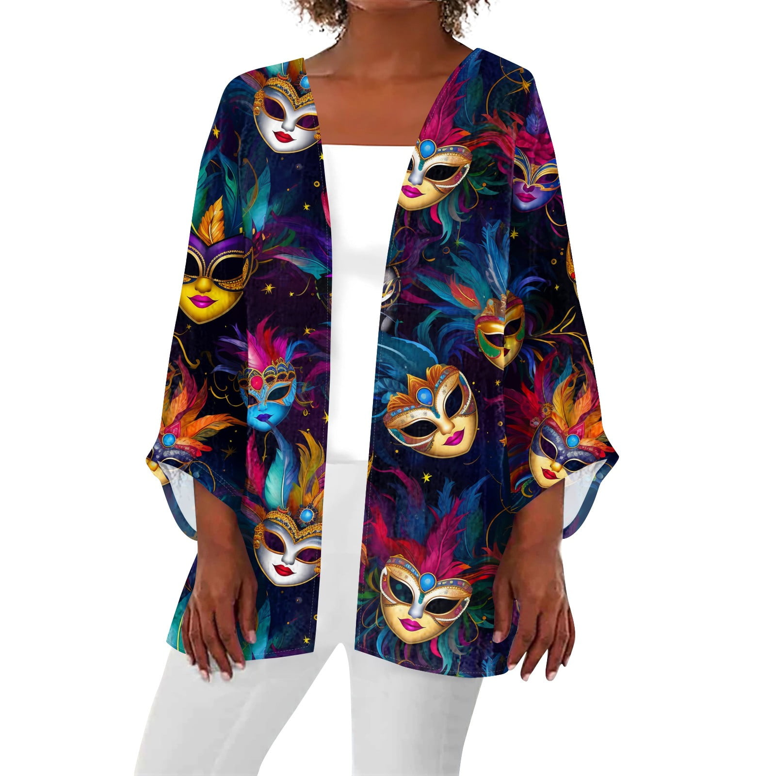 bbyeadc Mardi Gras Cardigan for Women Long Sleeve Mardi Gras Shrugs for ...