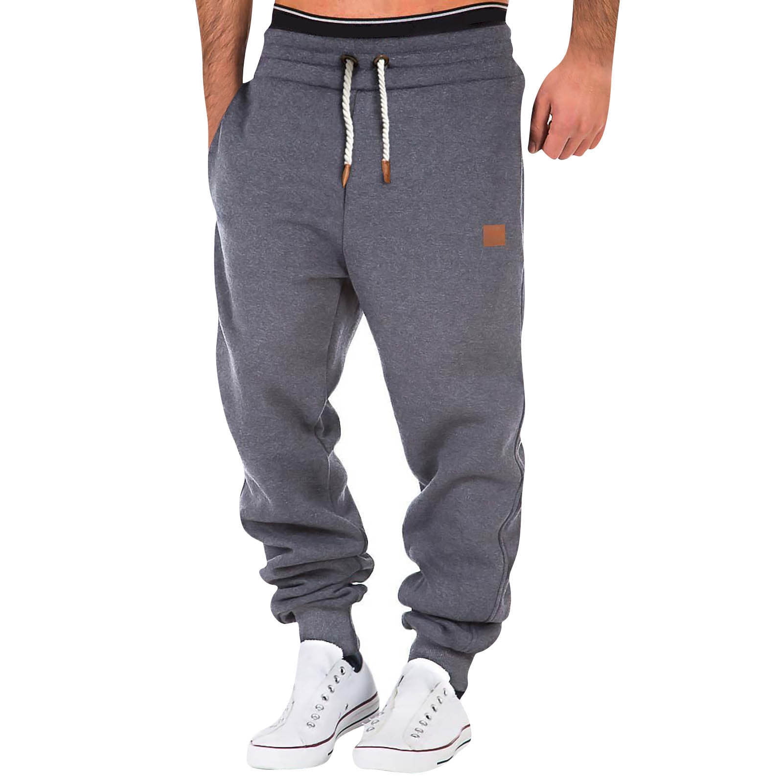 bbyeadc Mens Grey Sweatpants Heavyweight Elastic Waist Cargo Sweatpants ...