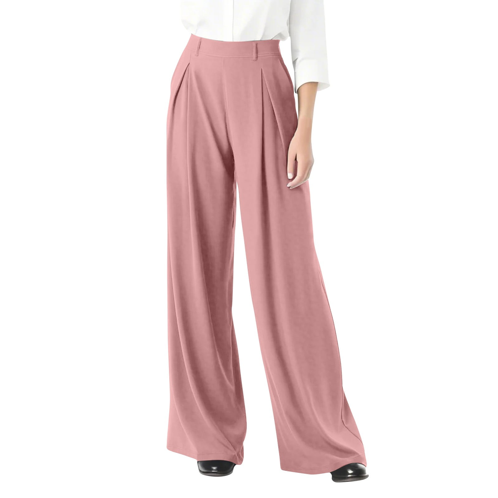 bbyeadc Pink Dress Pants for Women Straight Wide Leg Oversize Dress ...