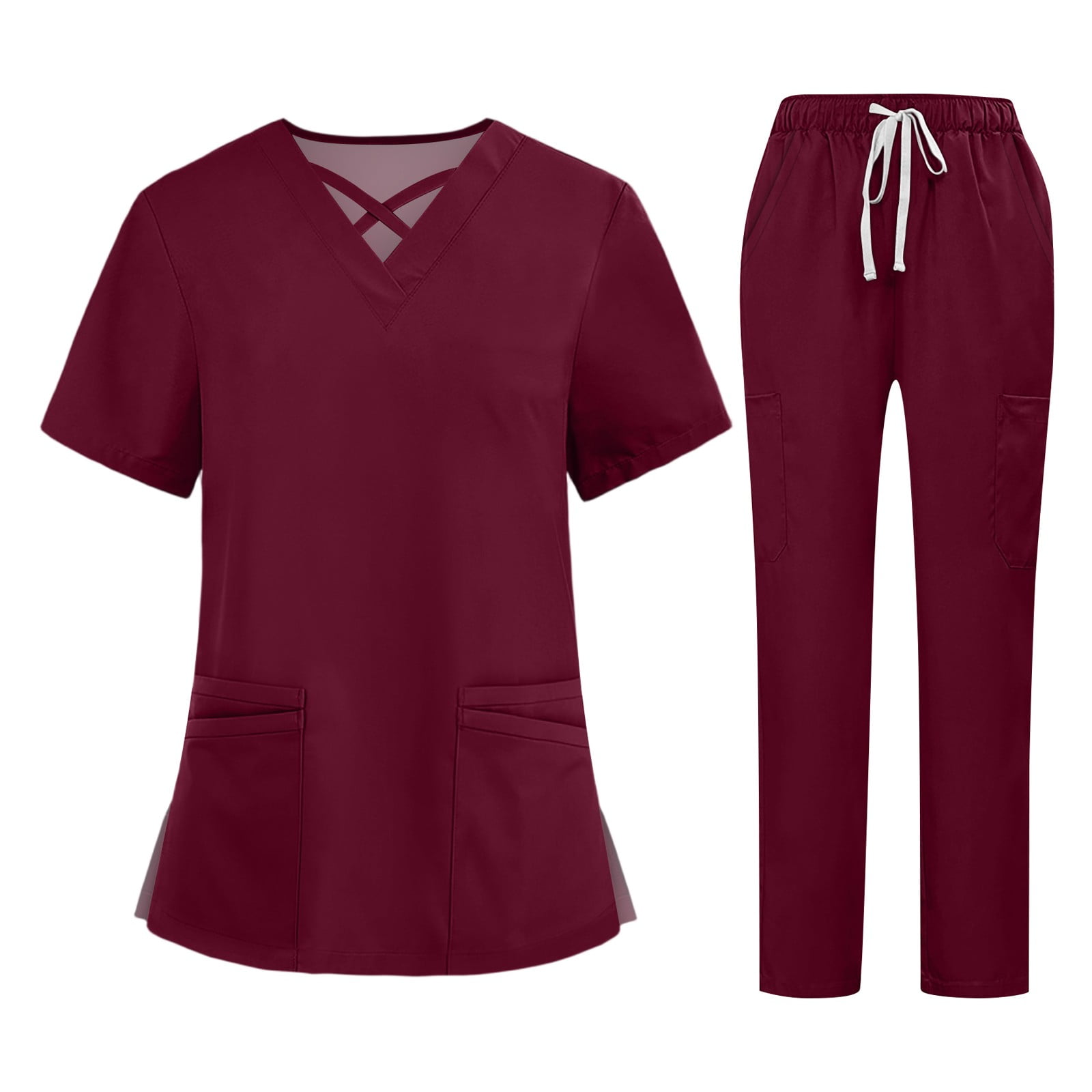 bbyeadc Red Scrubs for Women Set Clearance Plus Size Medical Uniforms ...