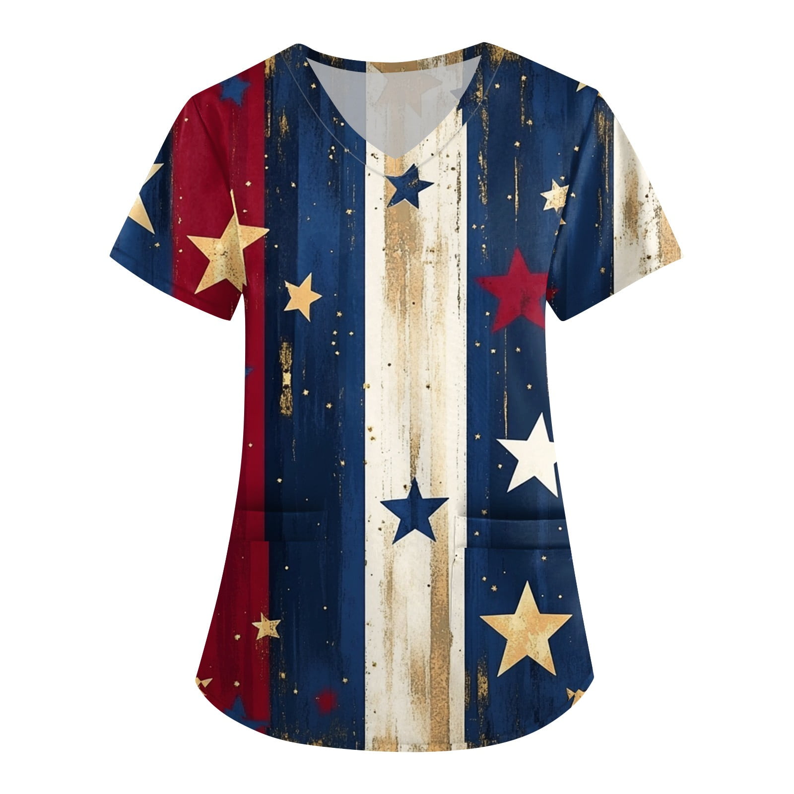 bbyeadc Red White and Blue Scrubs Top for Teen Girls Patriotic ...
