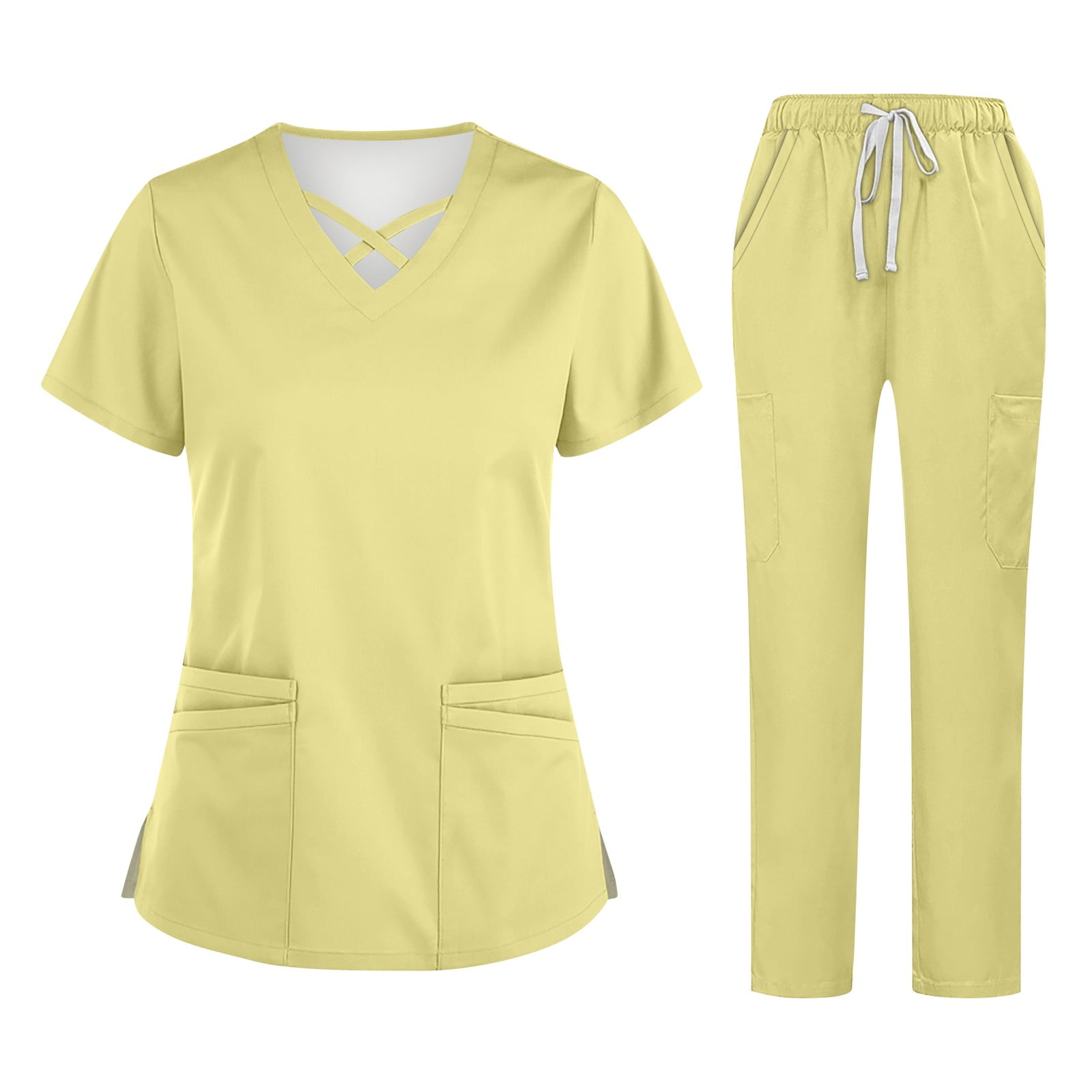 bbyeadc Scrubs for Women Plus Size Medical Scrubs Stretchy V Neck Criss ...