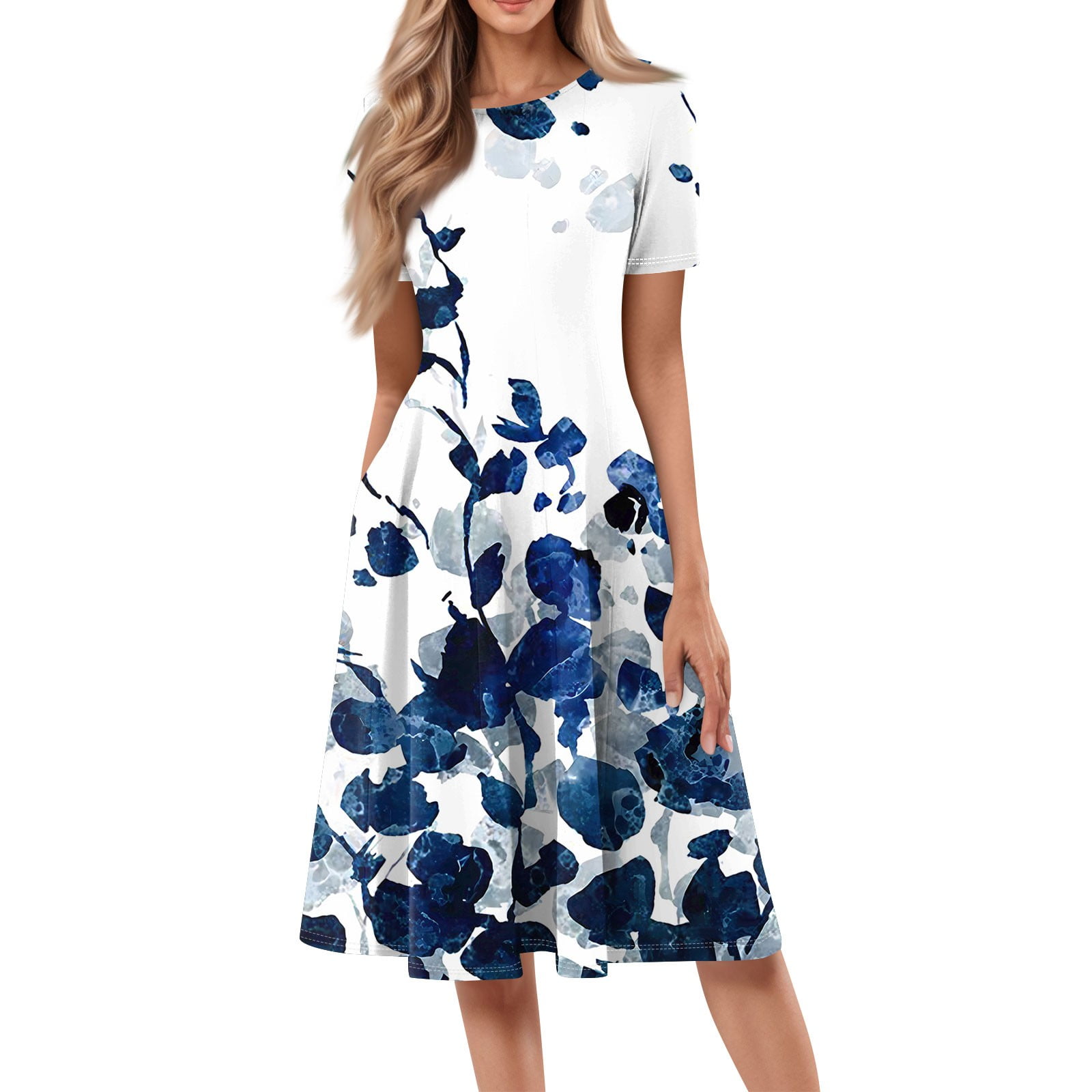 bbyeadc Spring Midi Dresses for Women 2025 Loose Casual Mid-Length ...