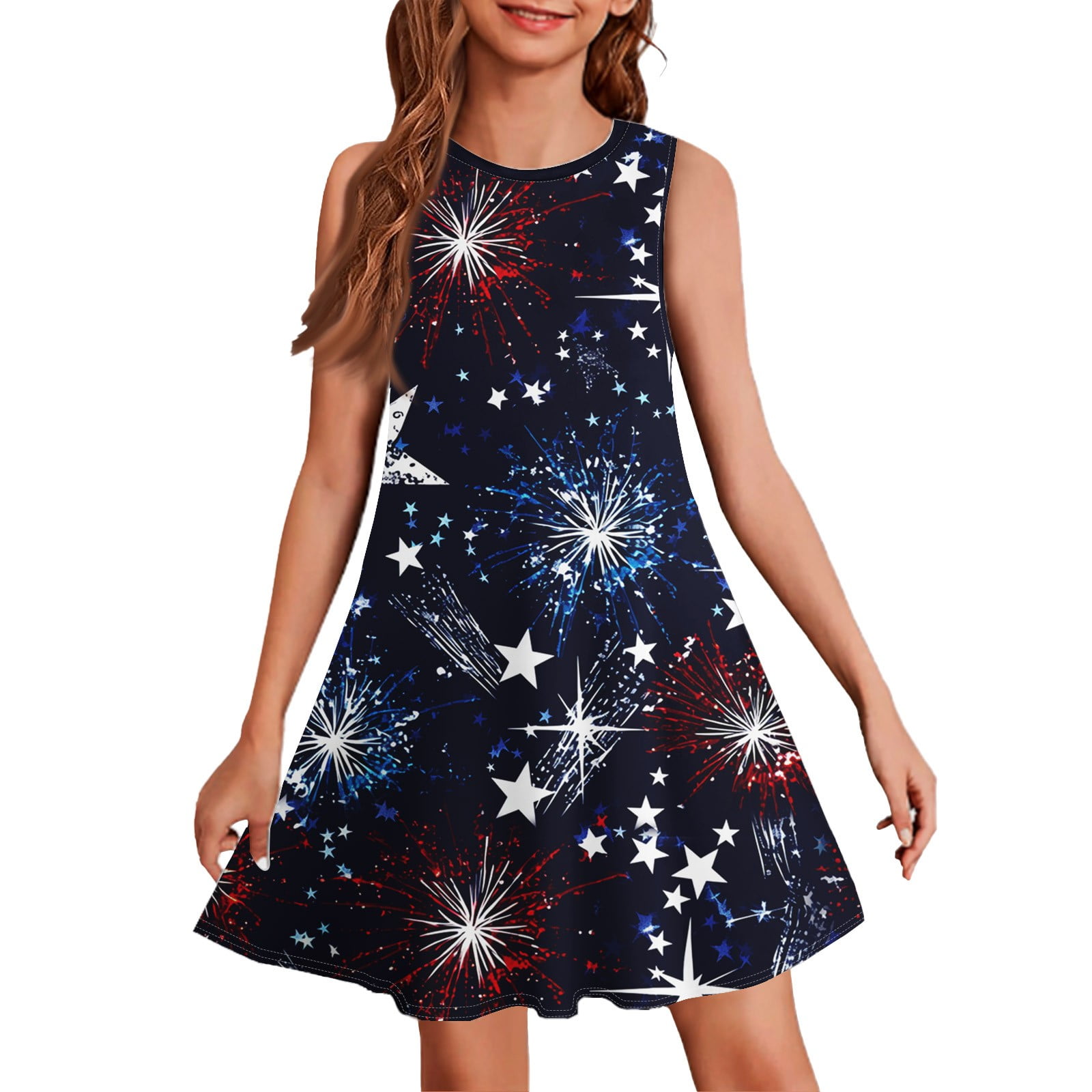 bbyeadc Stars and Stripes Sundresses for Girls Patriotic Sleeveless ...