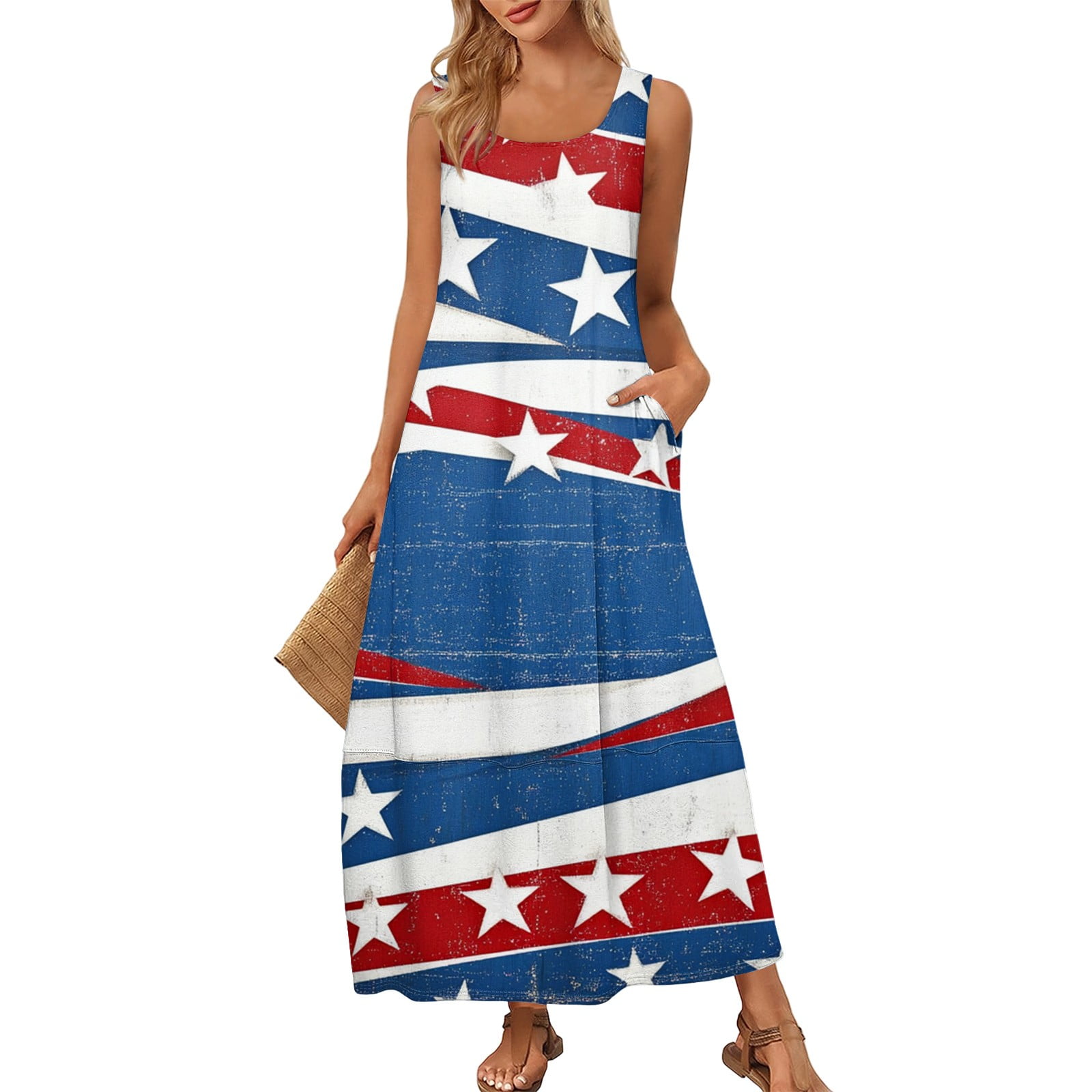 bbyeadc Stars and Stripes Sundresseses for Women Patriotic Sleeveless ...