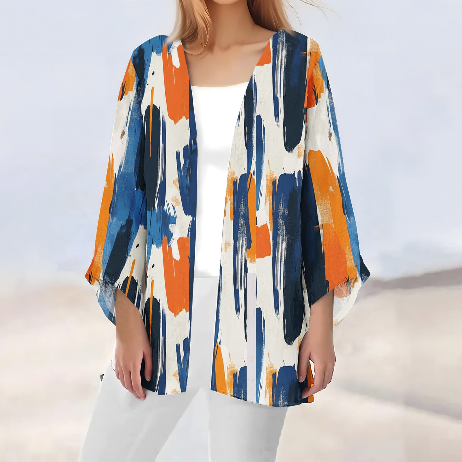 bbyeadc Summer Cardigans for Women Lightweight 3/4 Sleeve 4x Plus Size ...