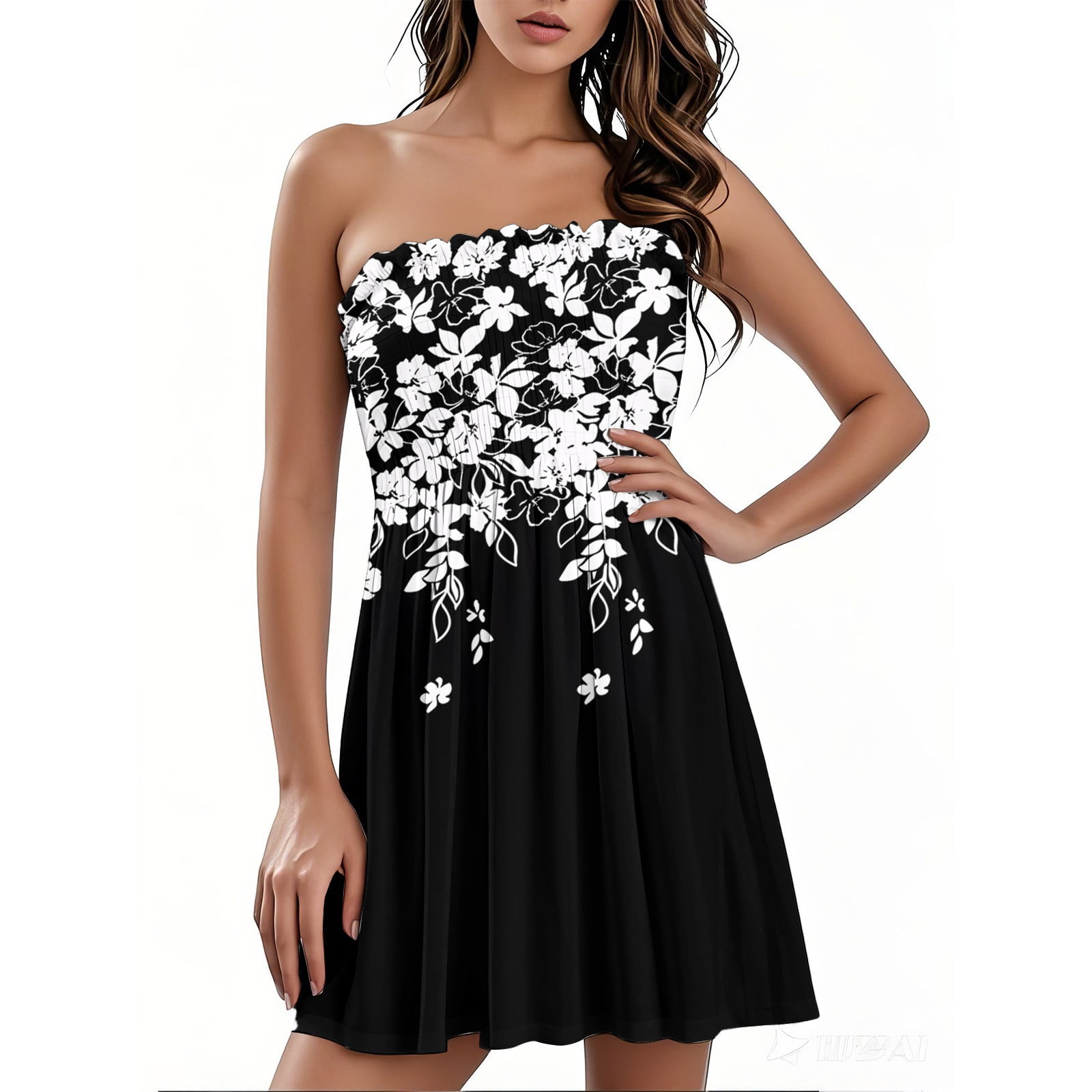 bbyeadc Summer Dress for Women Beach Boho Strapless Cover Ups off ...