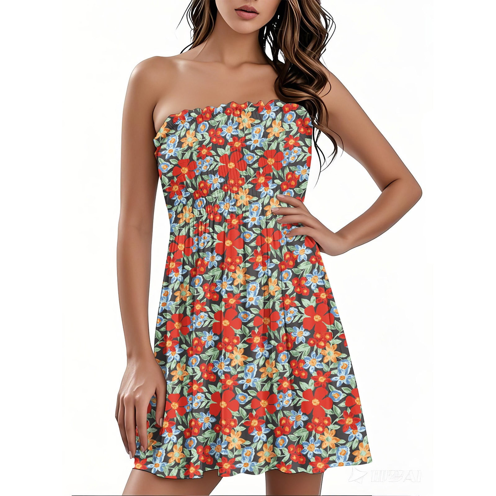 bbyeadc Summer Dress for Women Beach Boho Strapless Cover Ups off ...