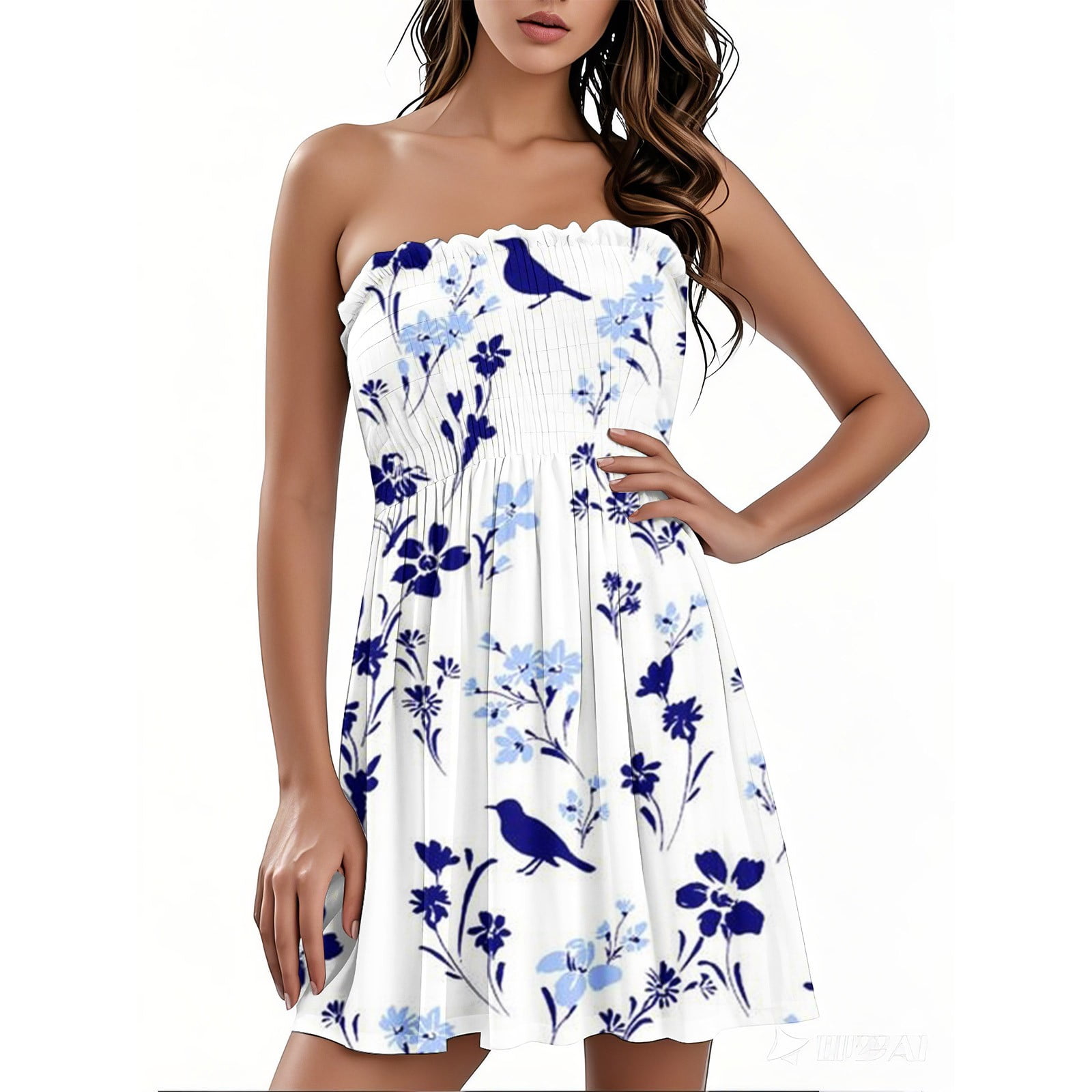 bbyeadc Summer Dress for Women Beach Boho Strapless Cover Ups off ...