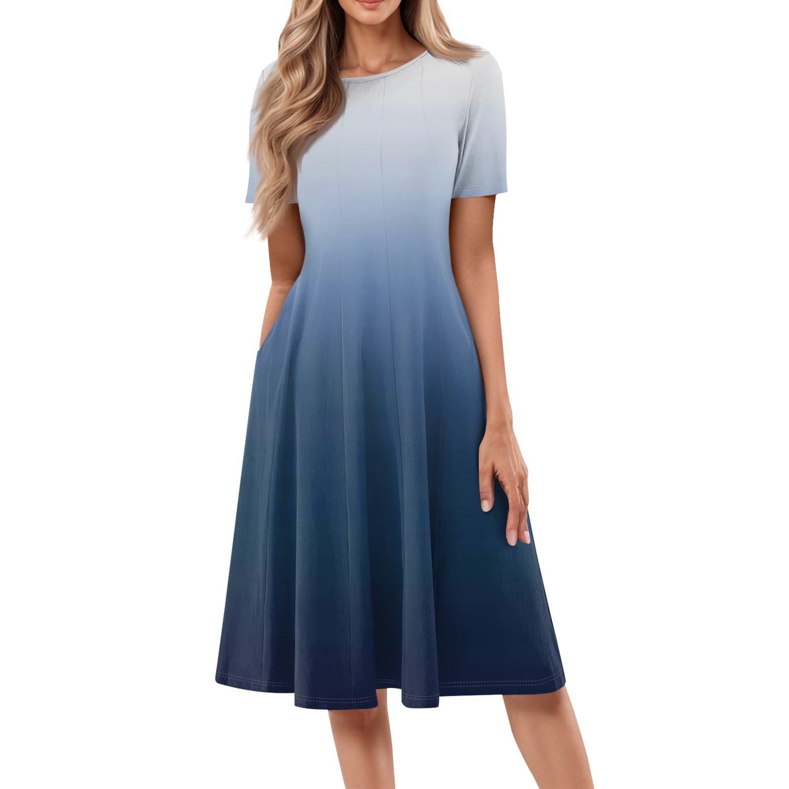 bbyeadc Summer Dresses for Women 2025 Pleated High Waist Casual Mid ...