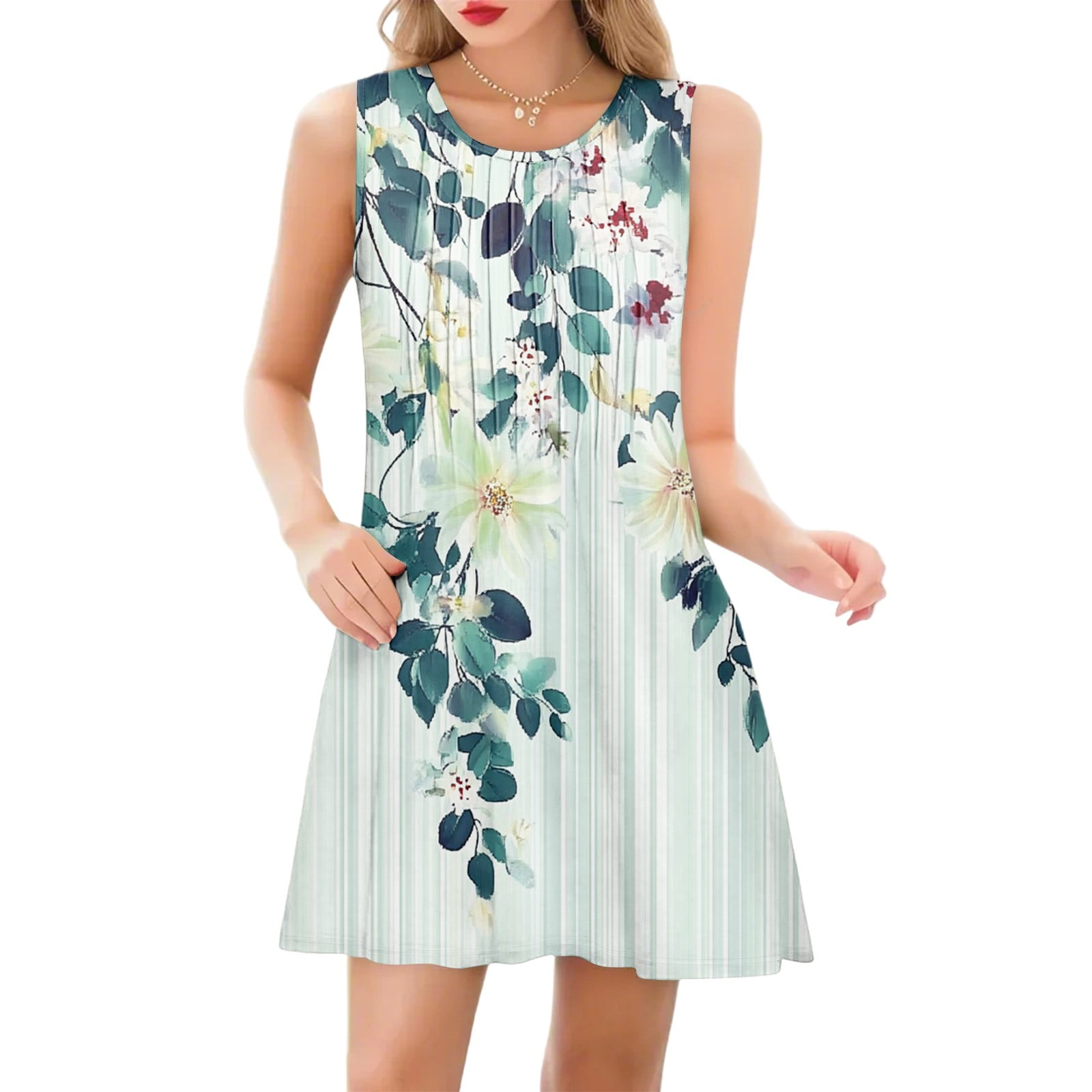 bbyeadc Summer Dresses for Women 2025 Sleeveless Boat Neck Boho Sun ...