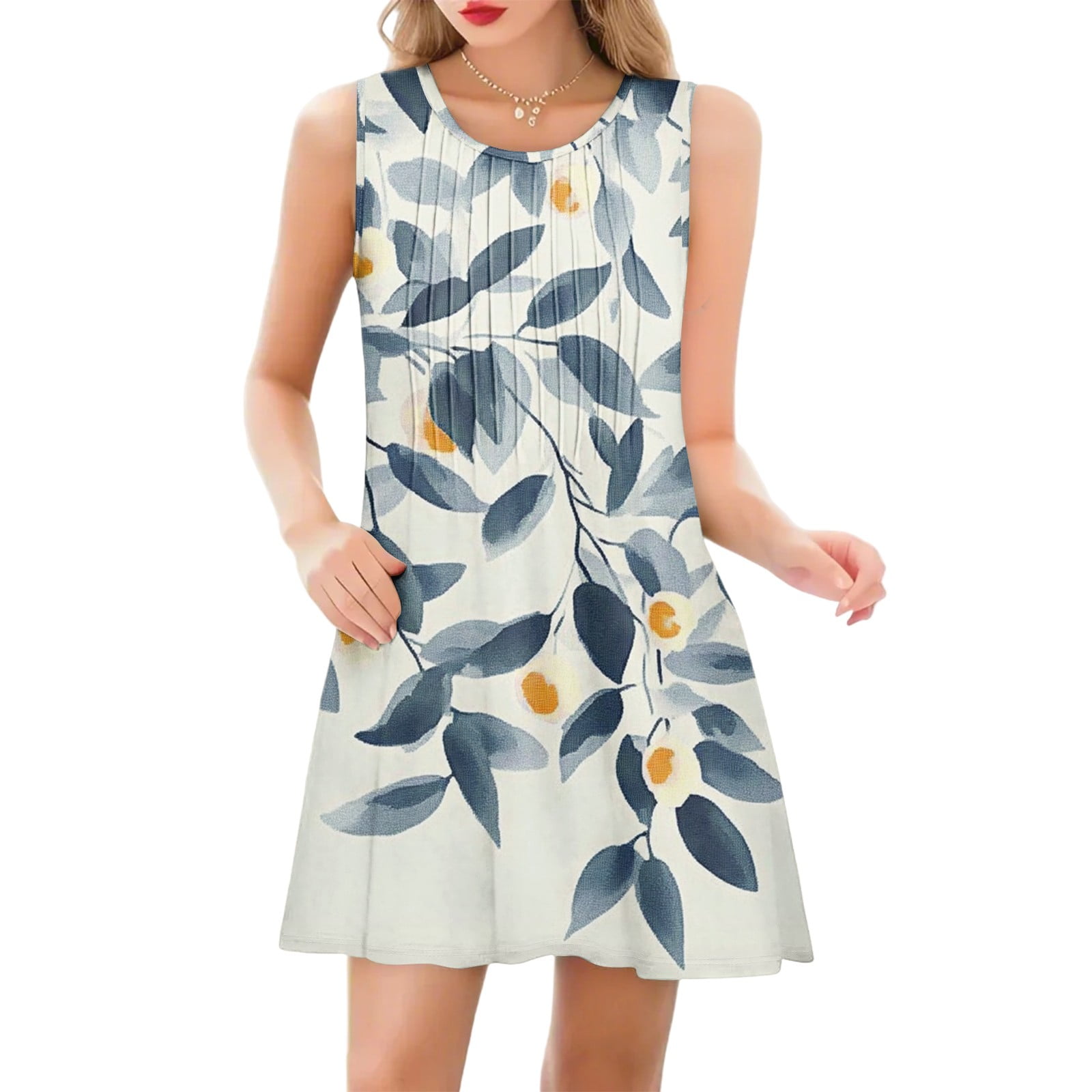 bbyeadc Summer Dresses for Women 2025 Sleeveless Boat Neck Boho Tank ...