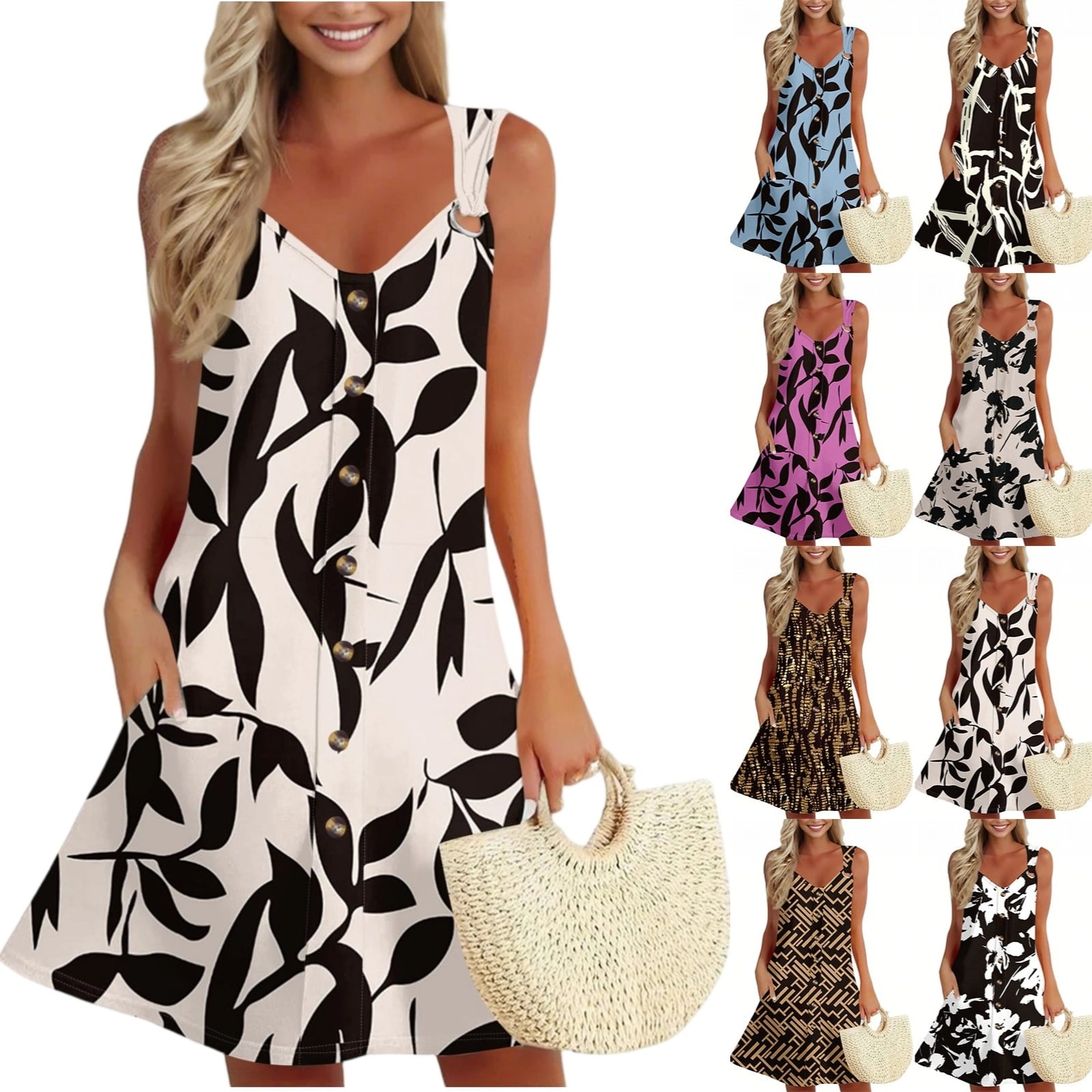 bbyeadc Summer Dresses for Women with O Ring 2025 Sleeveless Sundresses ...
