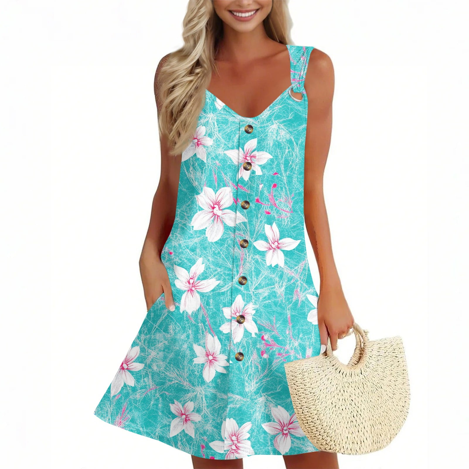 bbyeadc Summer Dresses for Women with O Ring 2025 Sleeveless Sundresses ...