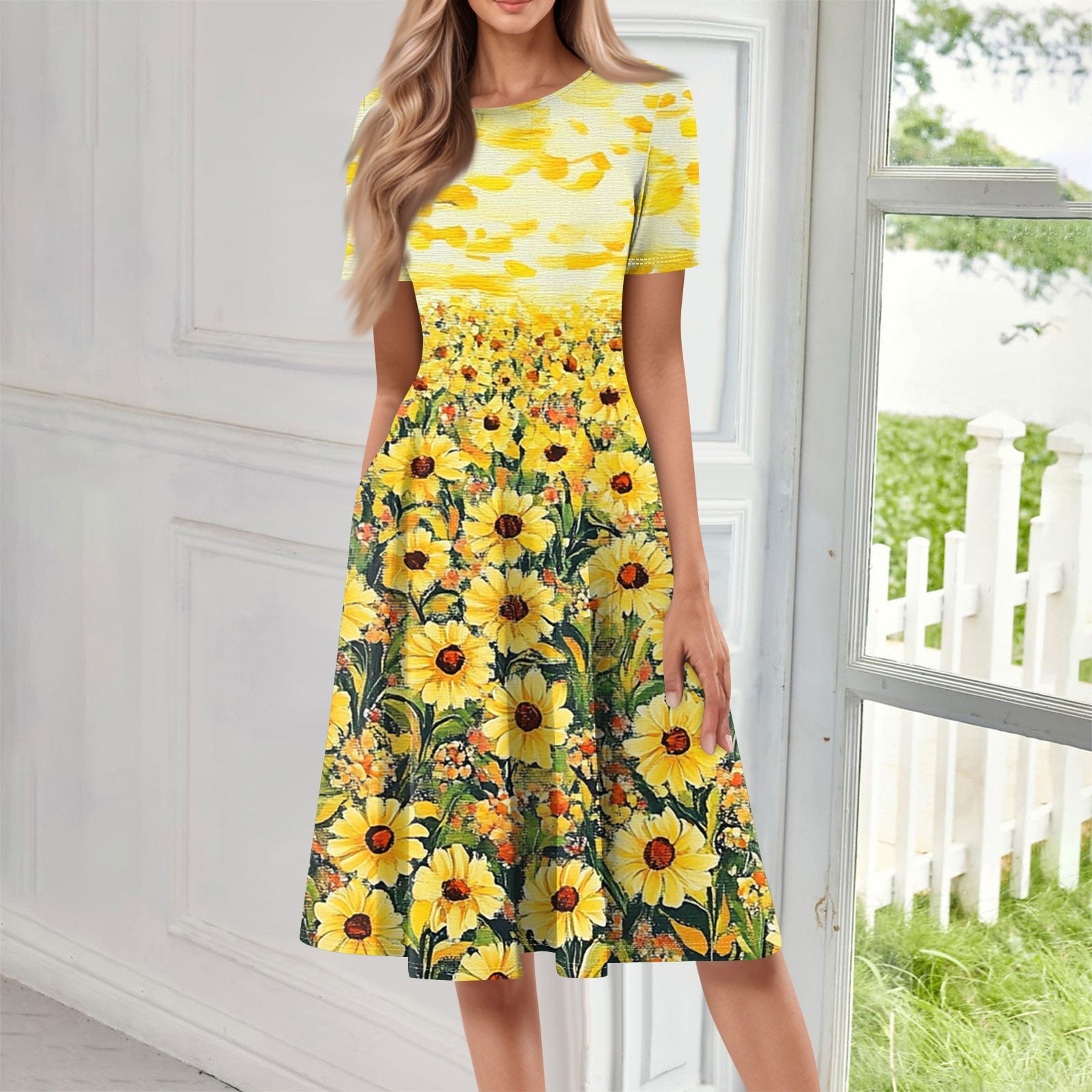 bbyeadc Summer Midi Dresses for Women 2025 Loose Casual Mid-Length ...