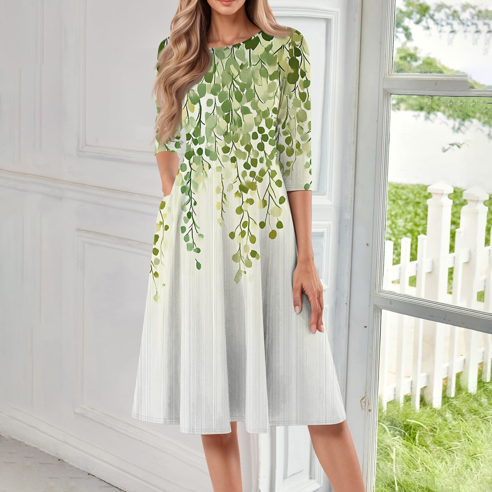 bbyeadc Summer Midi Dresses for Women 2025 Loose Casual Mid Length ...