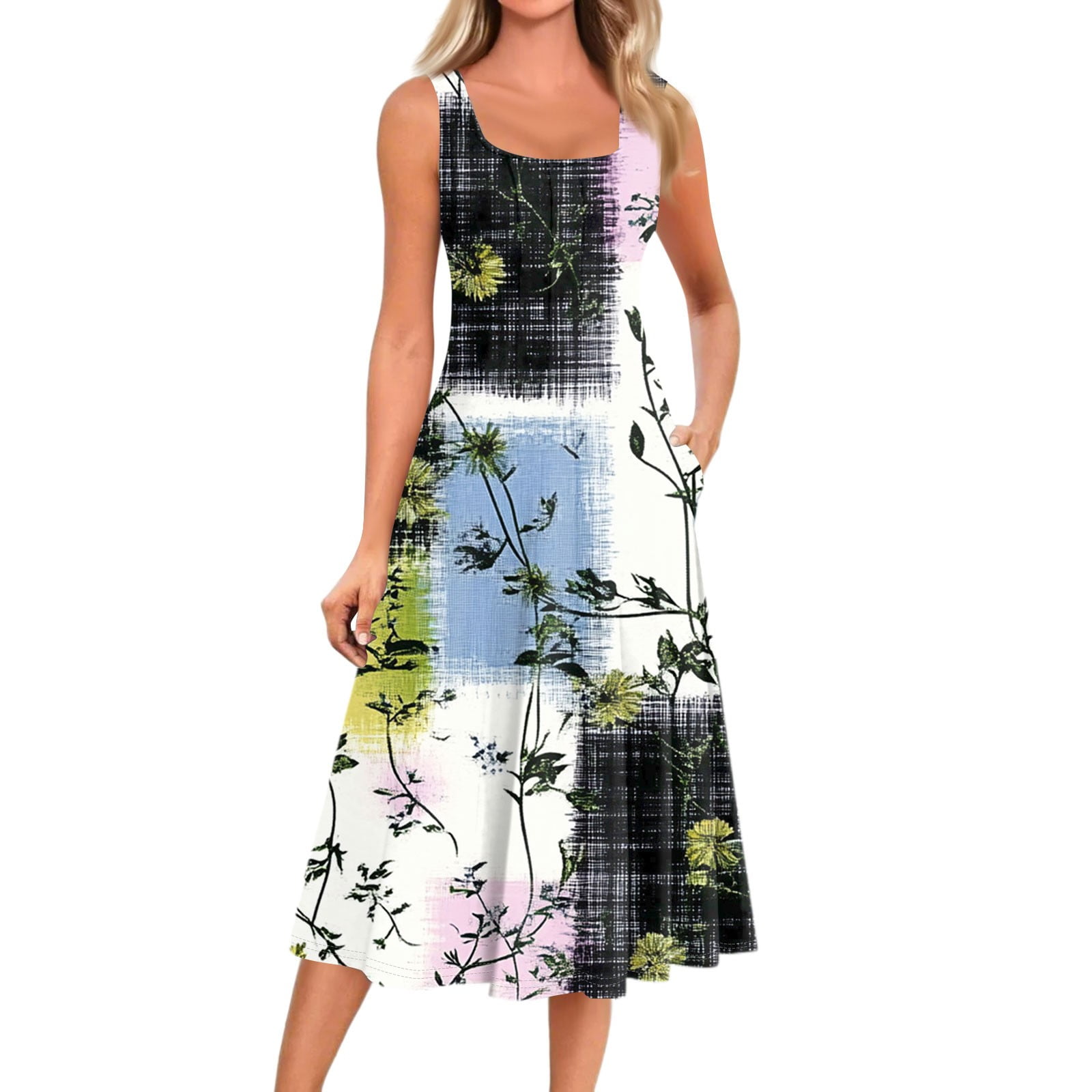 bbyeadc Summer Midi Dresses for Women 2025 Loose Fit Casual Mid-Length ...