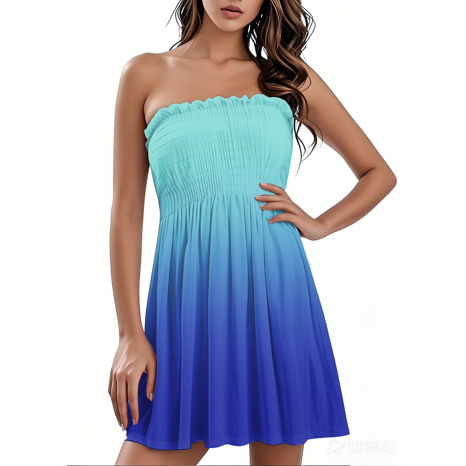 bbyeadc Sun Dresses Women Summer Casual Sleeveless Sexy Tube Strapless ...