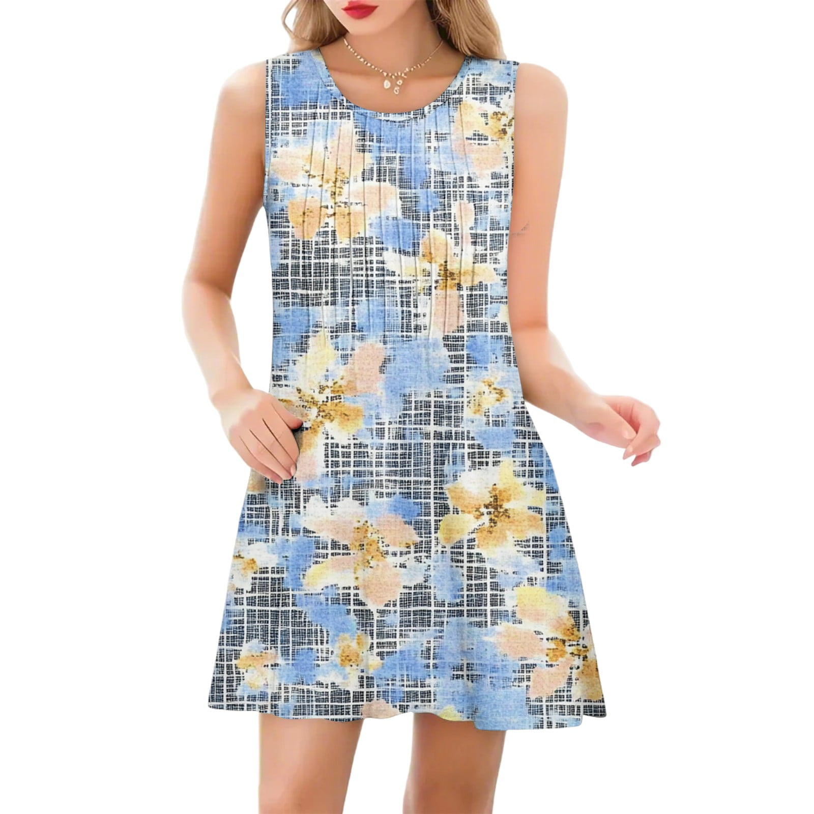 bbyeadc Sundresses for Women 2025 Sleeveless Boat Neck Floral Wedding ...