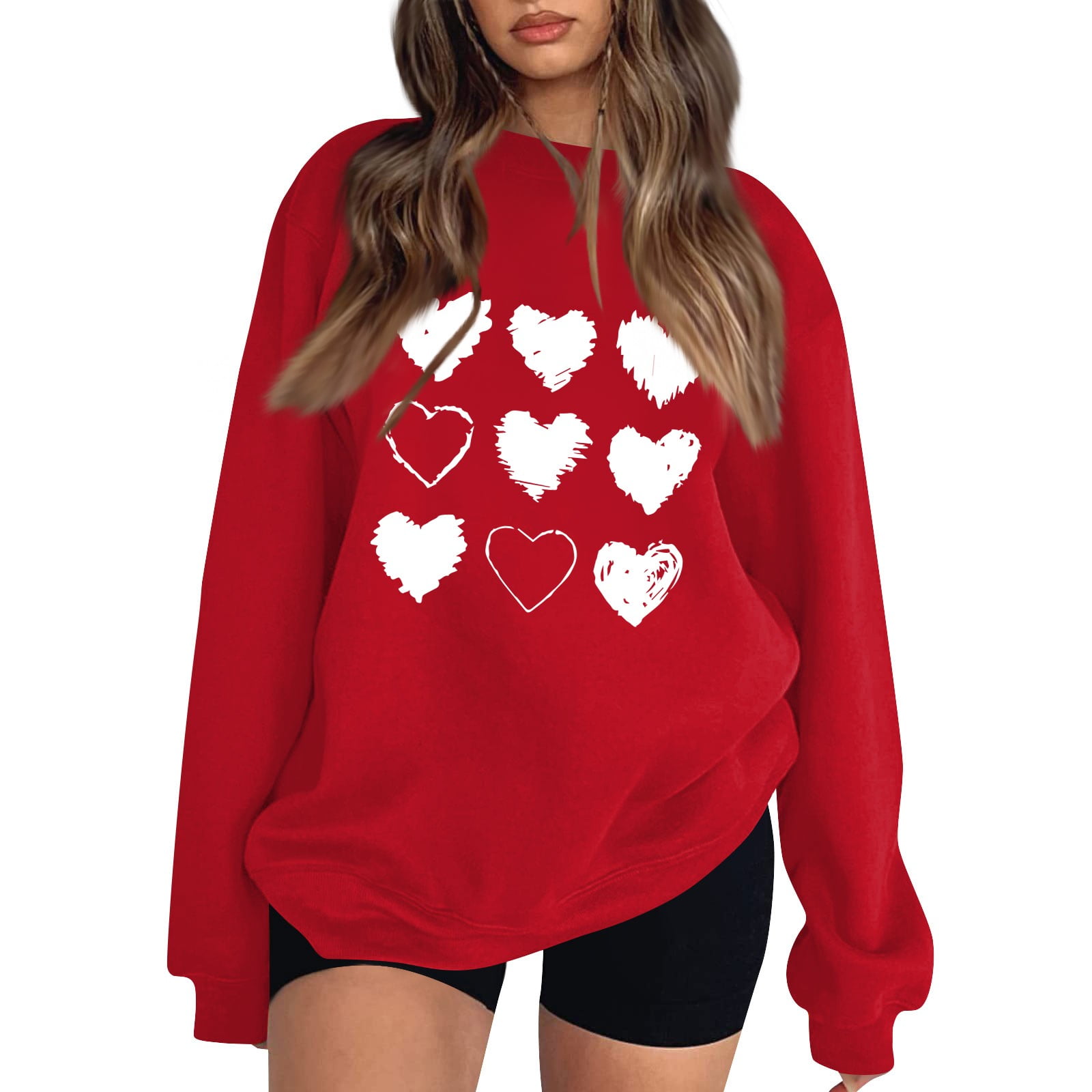 bbyeadc Valentines Day Shirts for Women Love Heart Cute Graphic Valentines Sweatshirts 2025 Crew ...