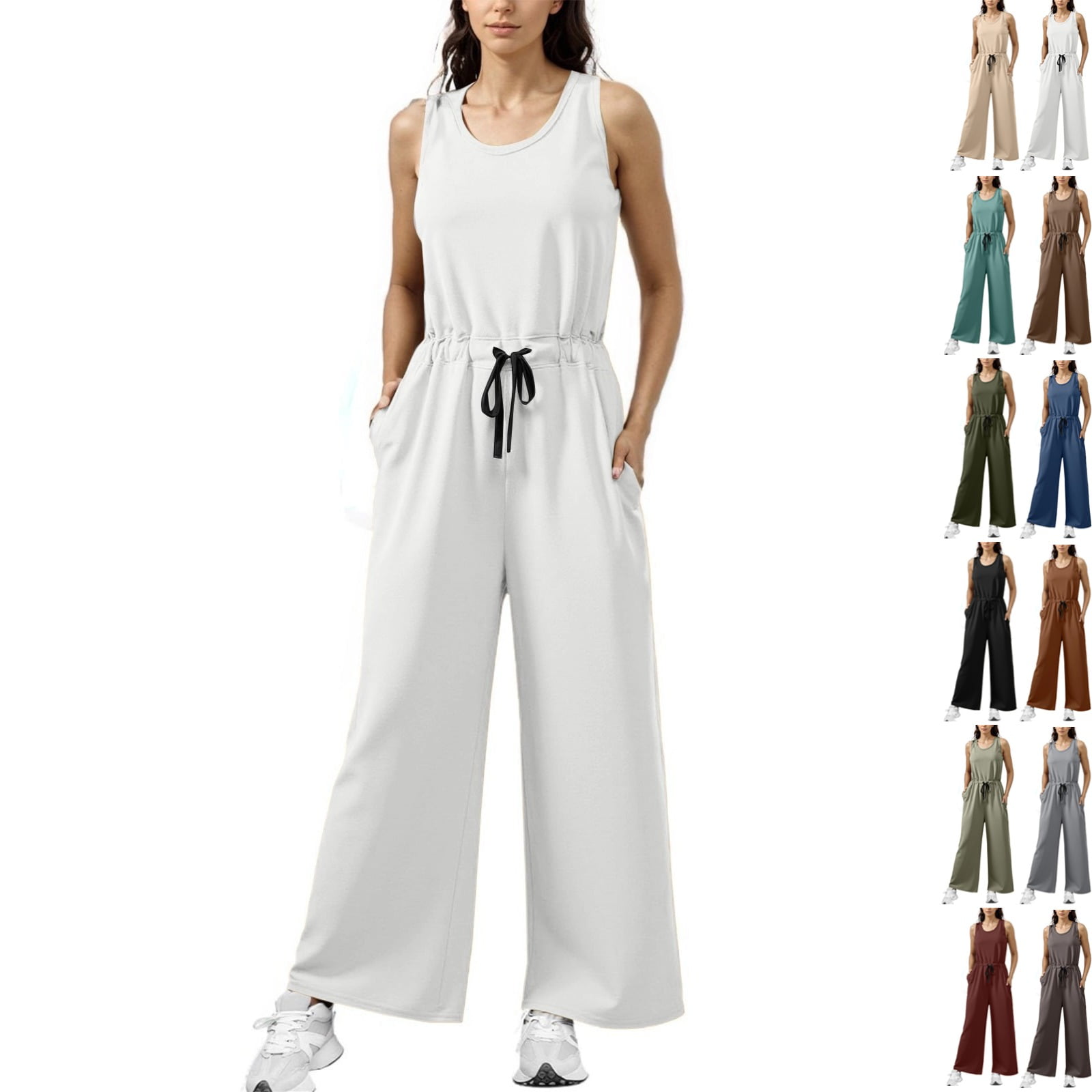 bbyeadc White Rompers for Women Dressy Comfy Jumpsuits Plus Size Wide ...
